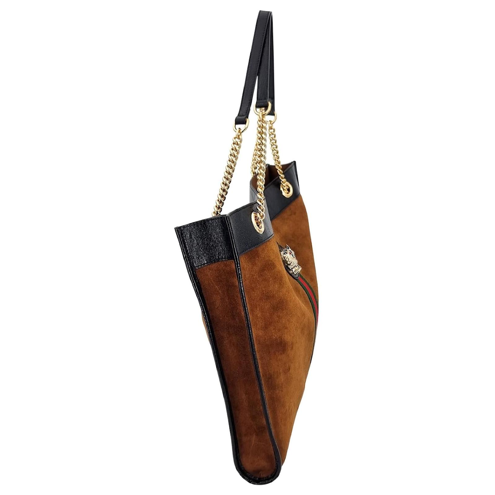 Gucci Maxi Rajah Tote Brown Suede Leather ref.616654 - Joli Closet