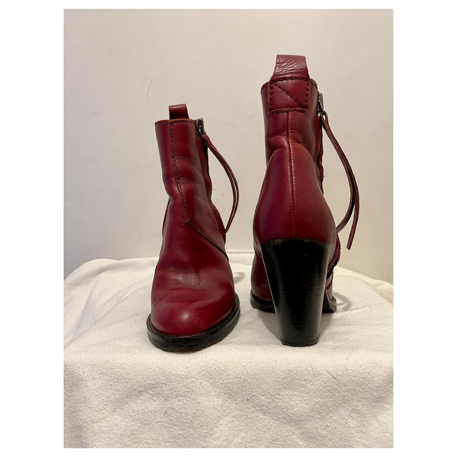 Acne Studios Pistol boots in burgundy leather Dark red ref.617009 ...