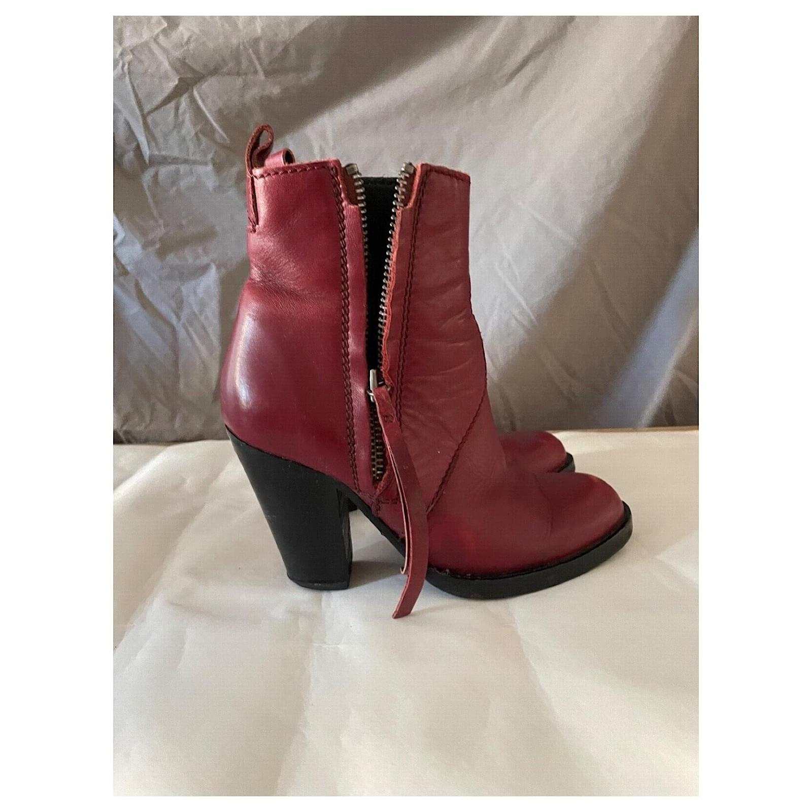 Acne Studios Pistol boots in burgundy leather Dark red ref.617009 ...