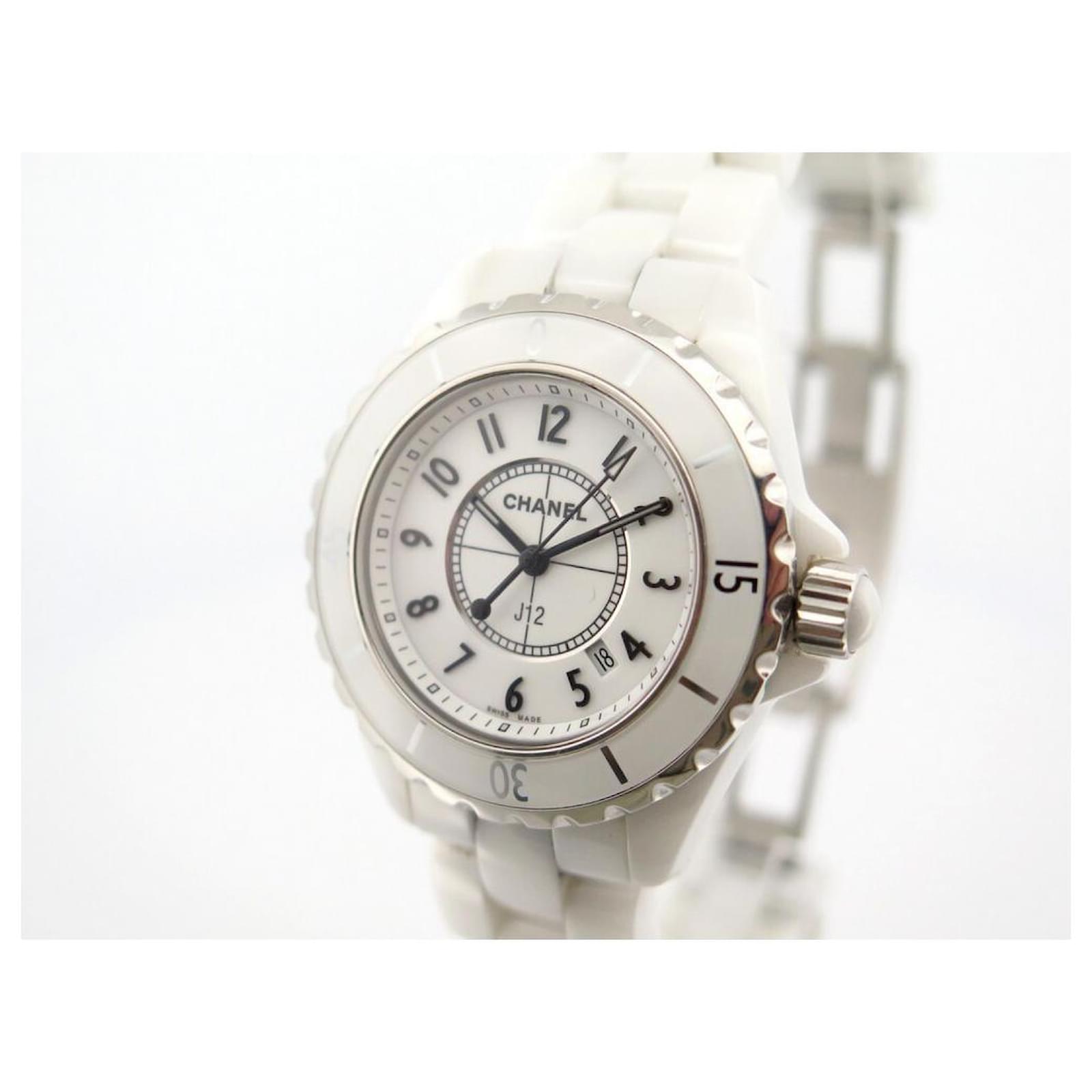 MONTRE CHANEL J12 QUARTZ 34 MM EN CERAMIQUE BLANC WHITE CERAMIC WATCH Céramique ref.617201 ...
