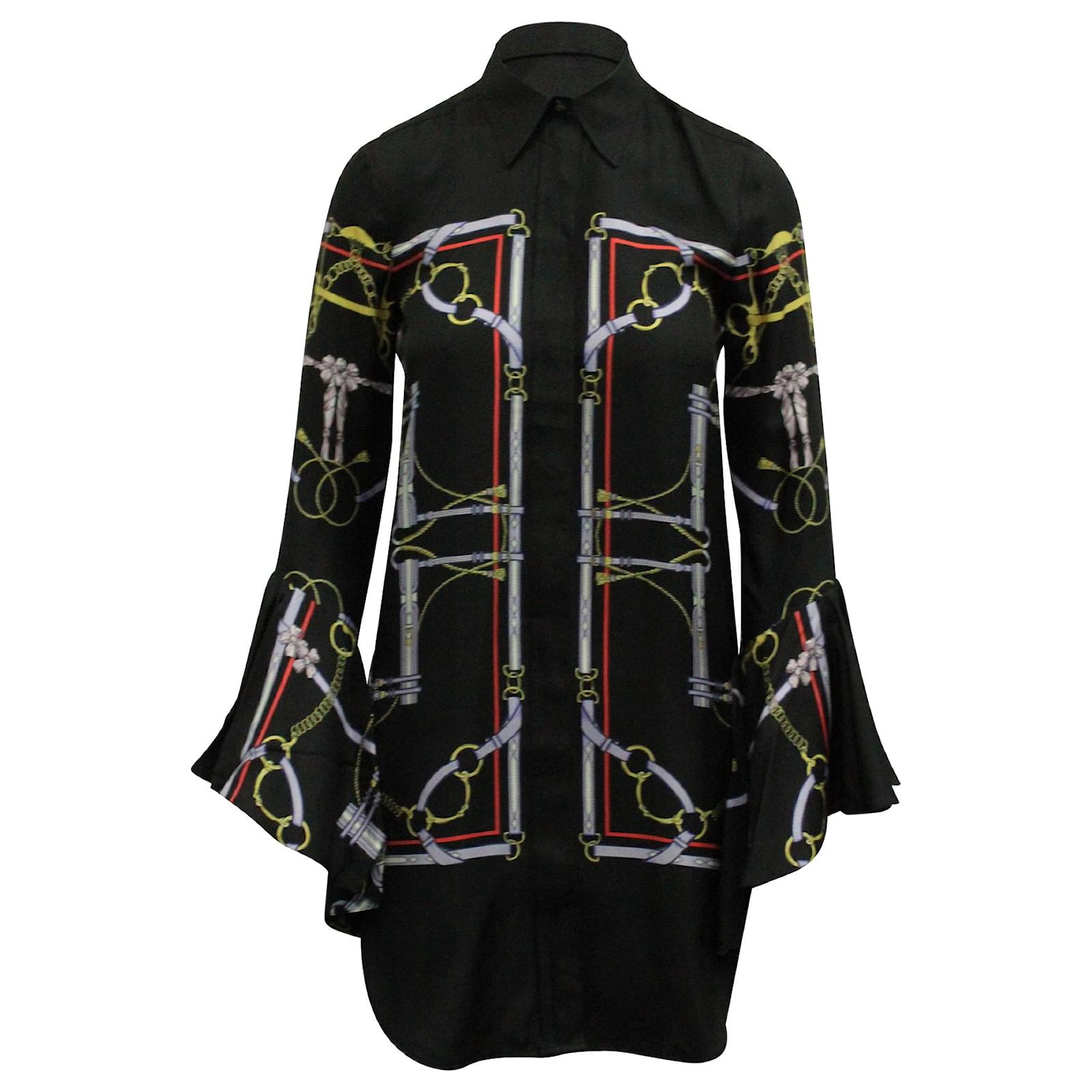 Khaite Ruffle Sleeves Chain-Link Shirt in Black Silk ref.617597 - Joli ...