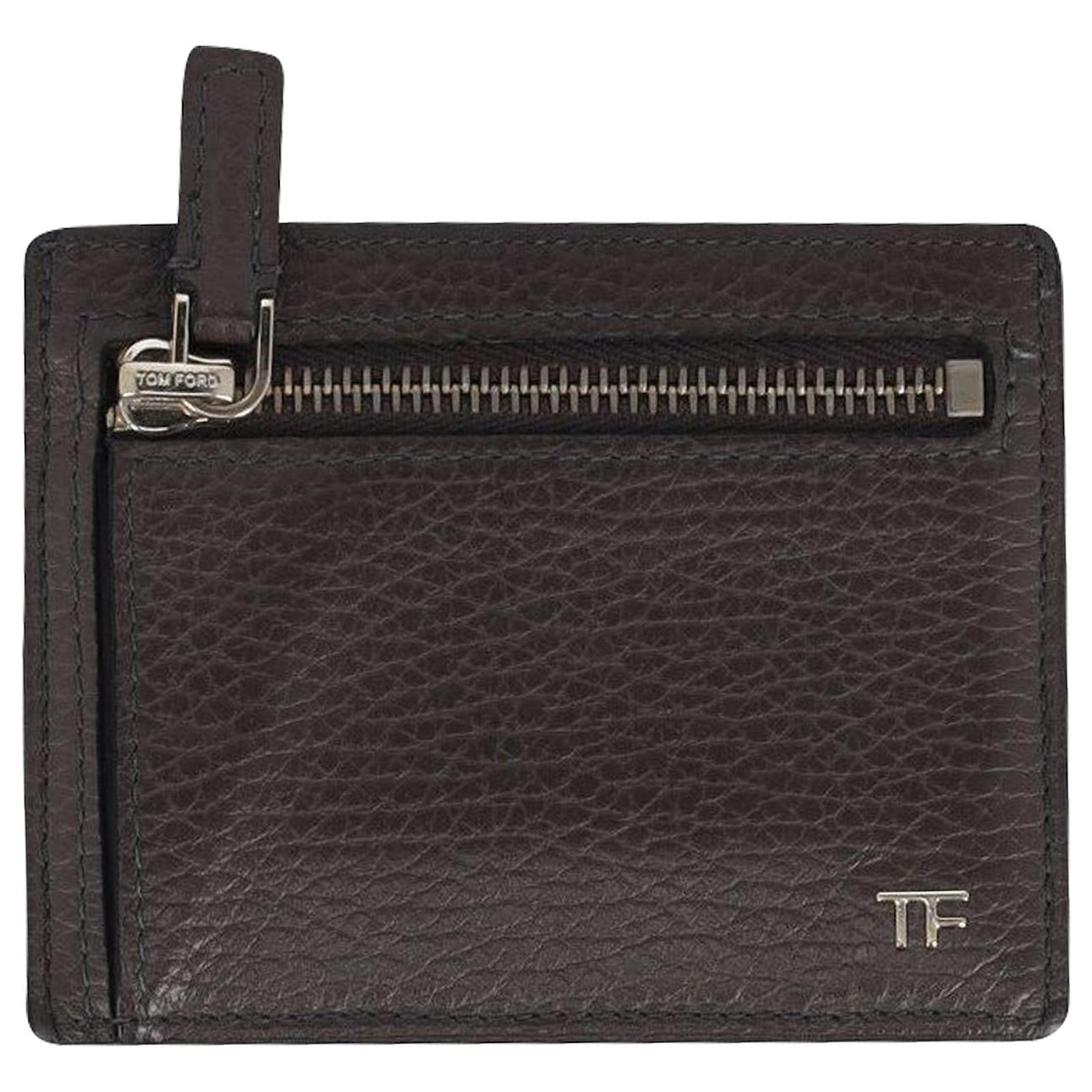 Tom Ford T Line Kartenetui aus braunem Leder ref.617708 - Joli Closet
