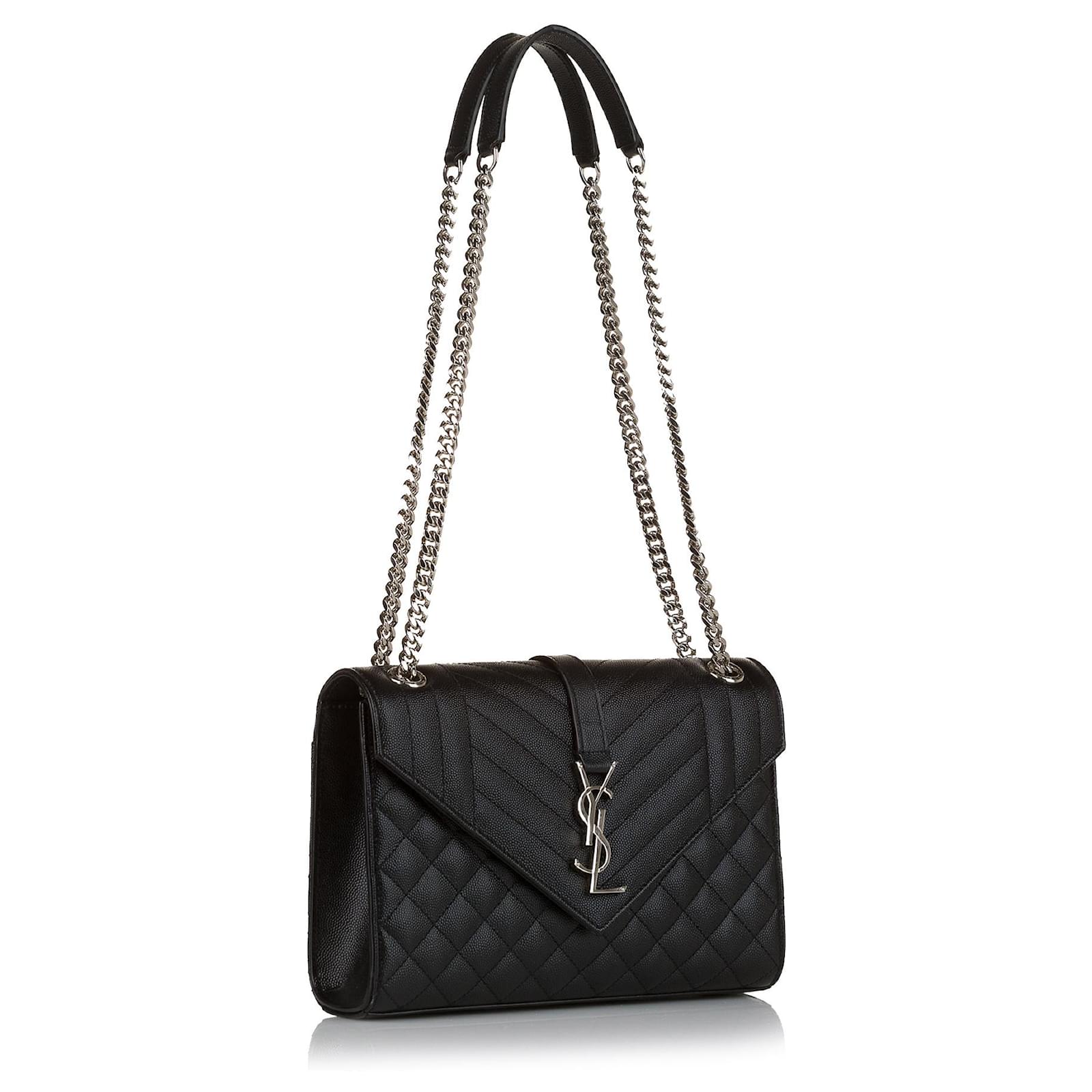 Yves Saint Laurent Sac à bandoulière en cuir noir à monogramme YSL Veau ...