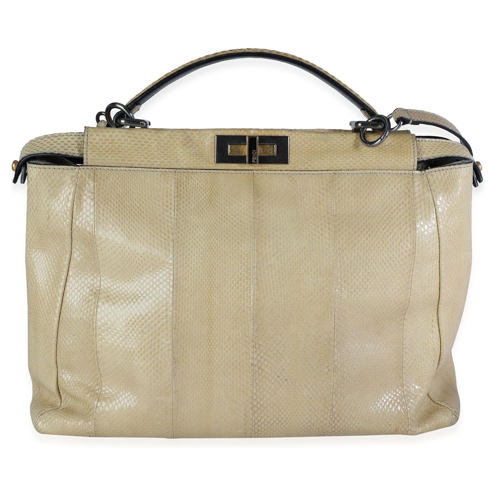 Fendi Beige Watersnake Large Peekaboo Bag Flesh ref.622637 - Joli Closet