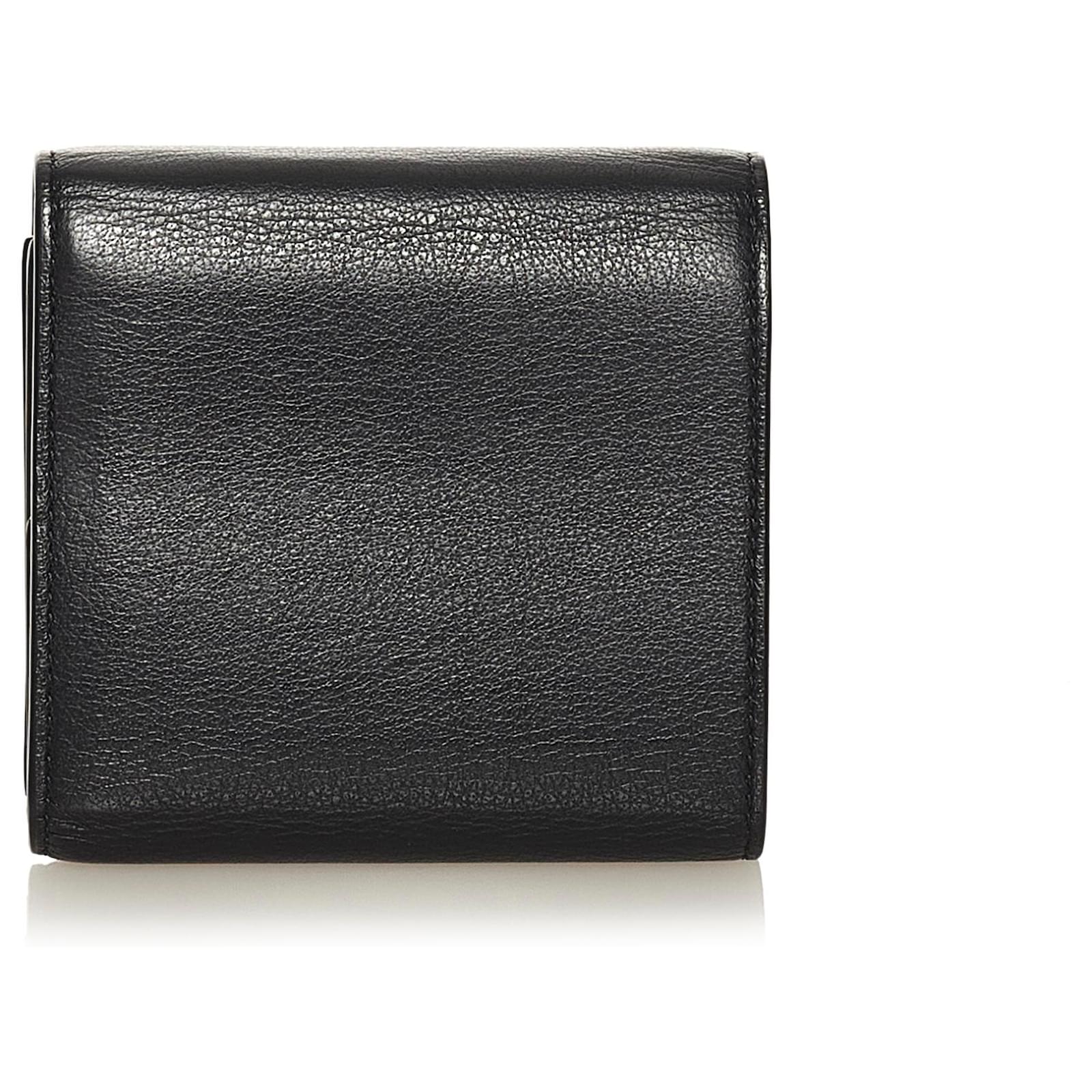 Portefeuille compact en cuir noir Papier Balenciaga Veau façon poulain ...