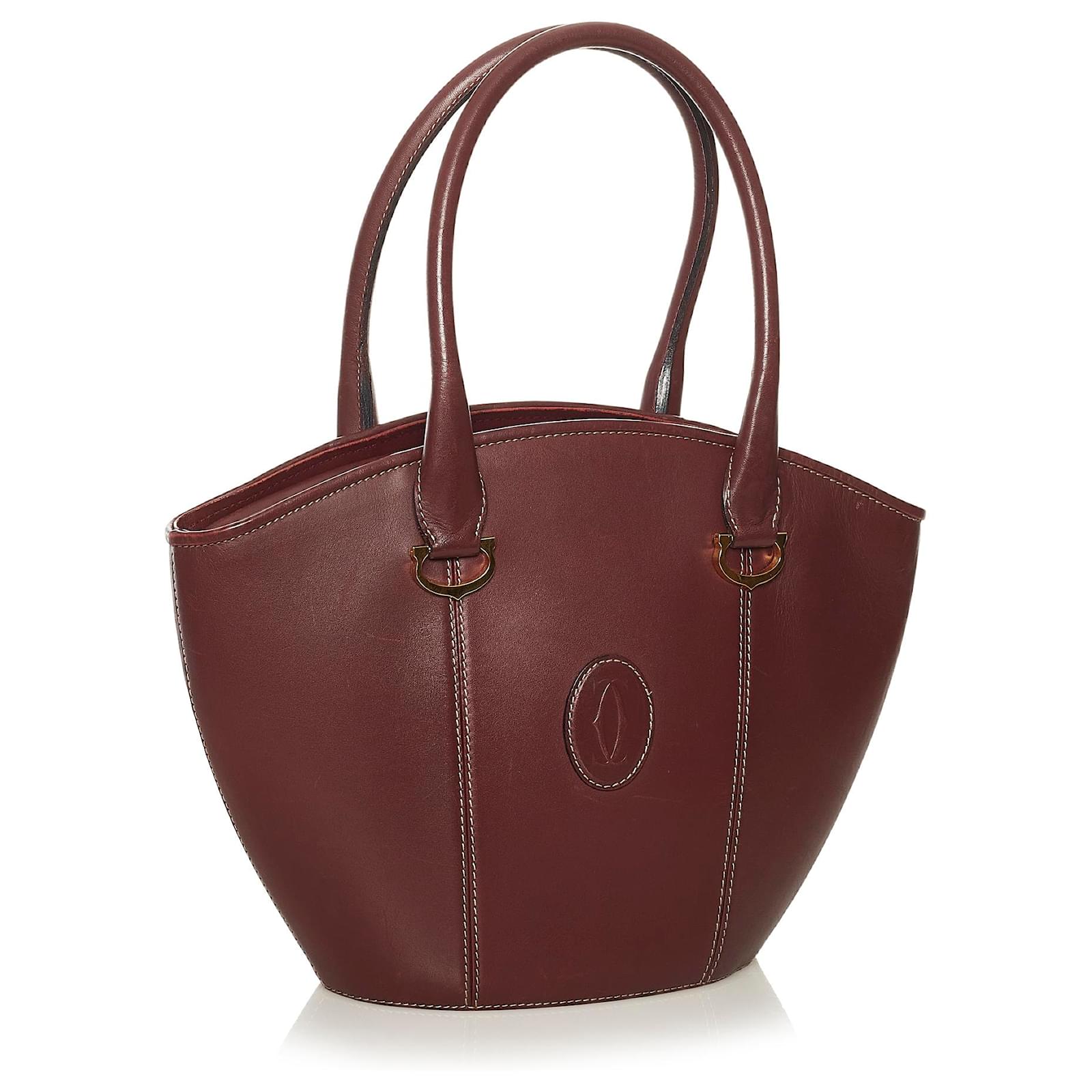 Cartier Red Must de Cartier Leather Handbag Dark red Pony-style ...