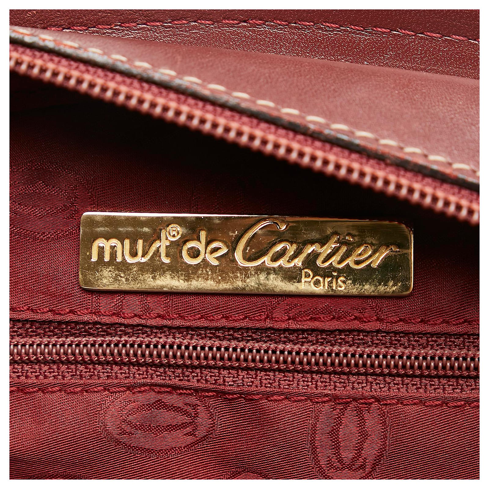 Cartier Red Must de Cartier Leather Handbag Dark red Pony-style ...