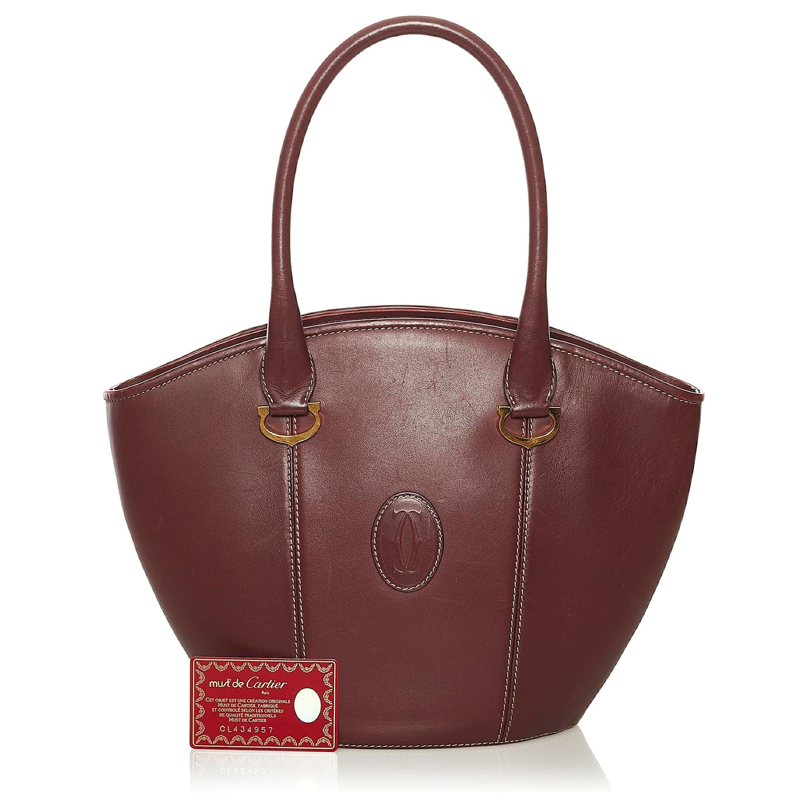 Cartier Red Must de Cartier Leather Handbag Dark red Pony-style ...