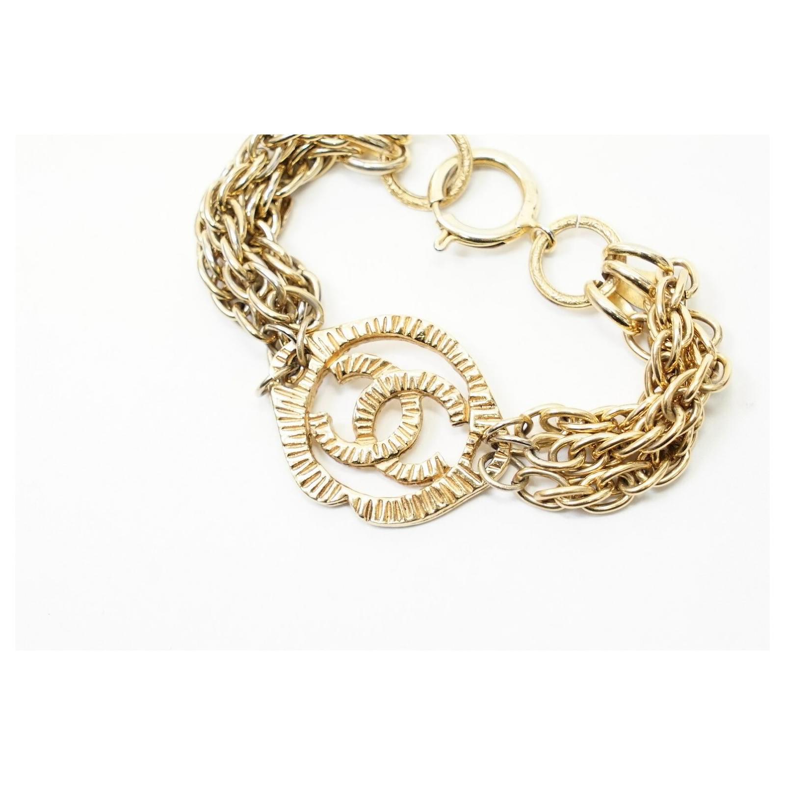 Chanel Vintage Bracelet chaîne en or CC Logo Coco Mark Bijouterie dorée ...
