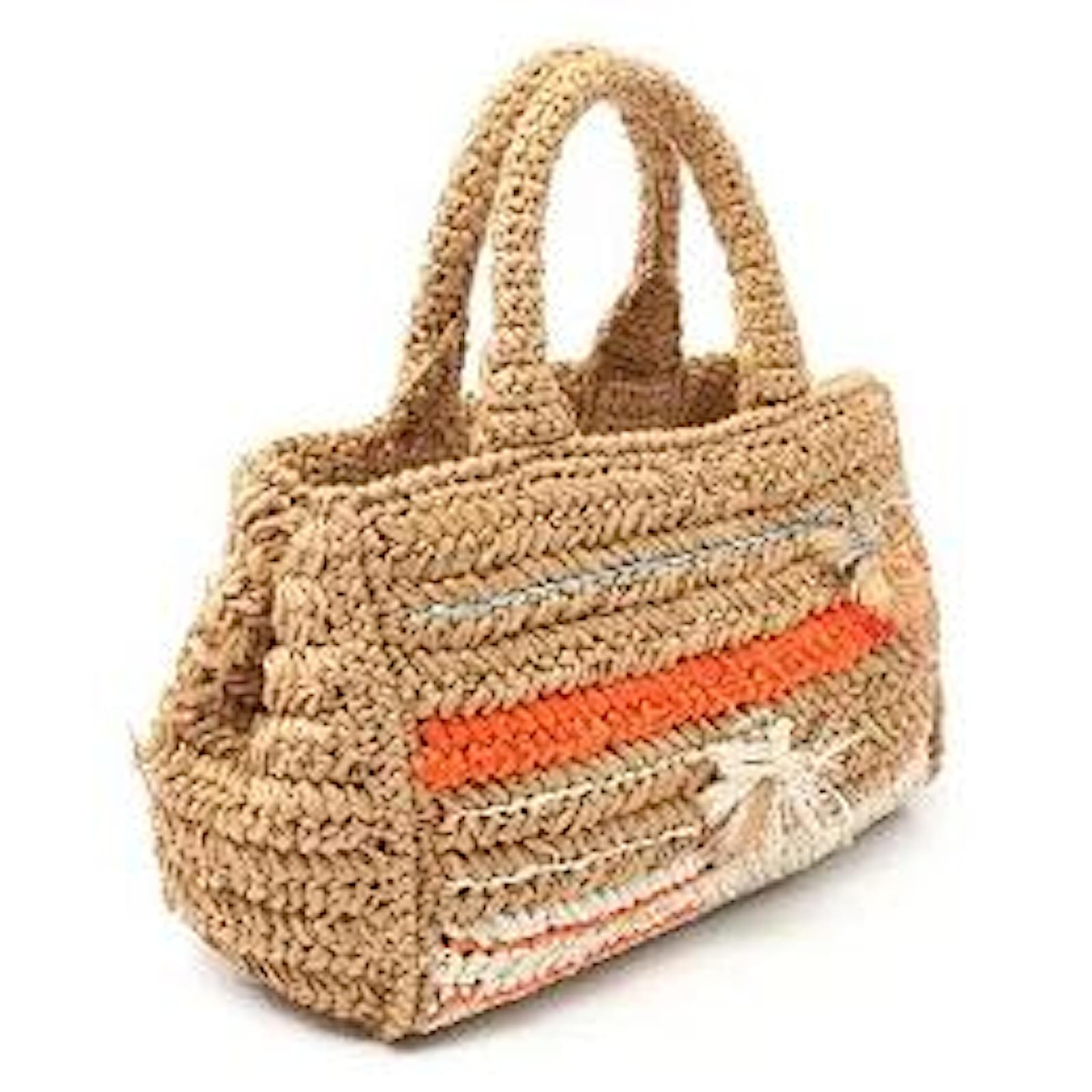 PRADA RAFIA TRICOT CANAPA Brown Multiple colors Yellow ref.624211 ...