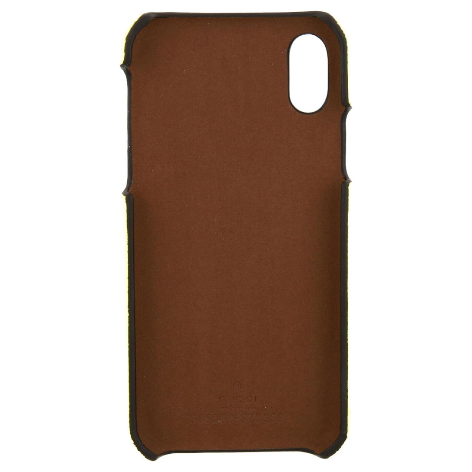 Coque d'iPhone X Gucci Neon Logo Toile Jaune ref.624996 - Joli Closet