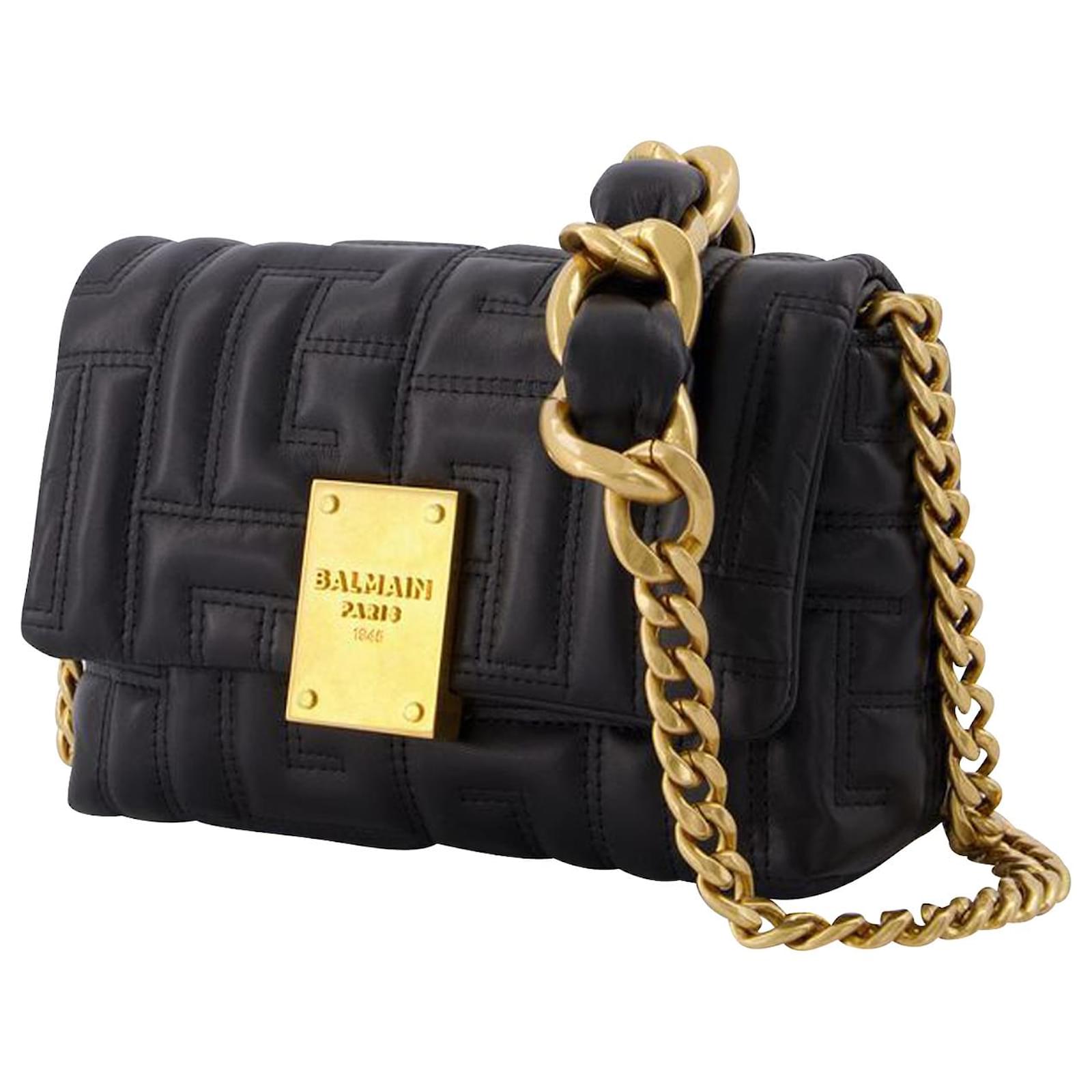 Balmain Small Quilted 1945 Soft Bag in Black Leather ref.625080 - Joli ...