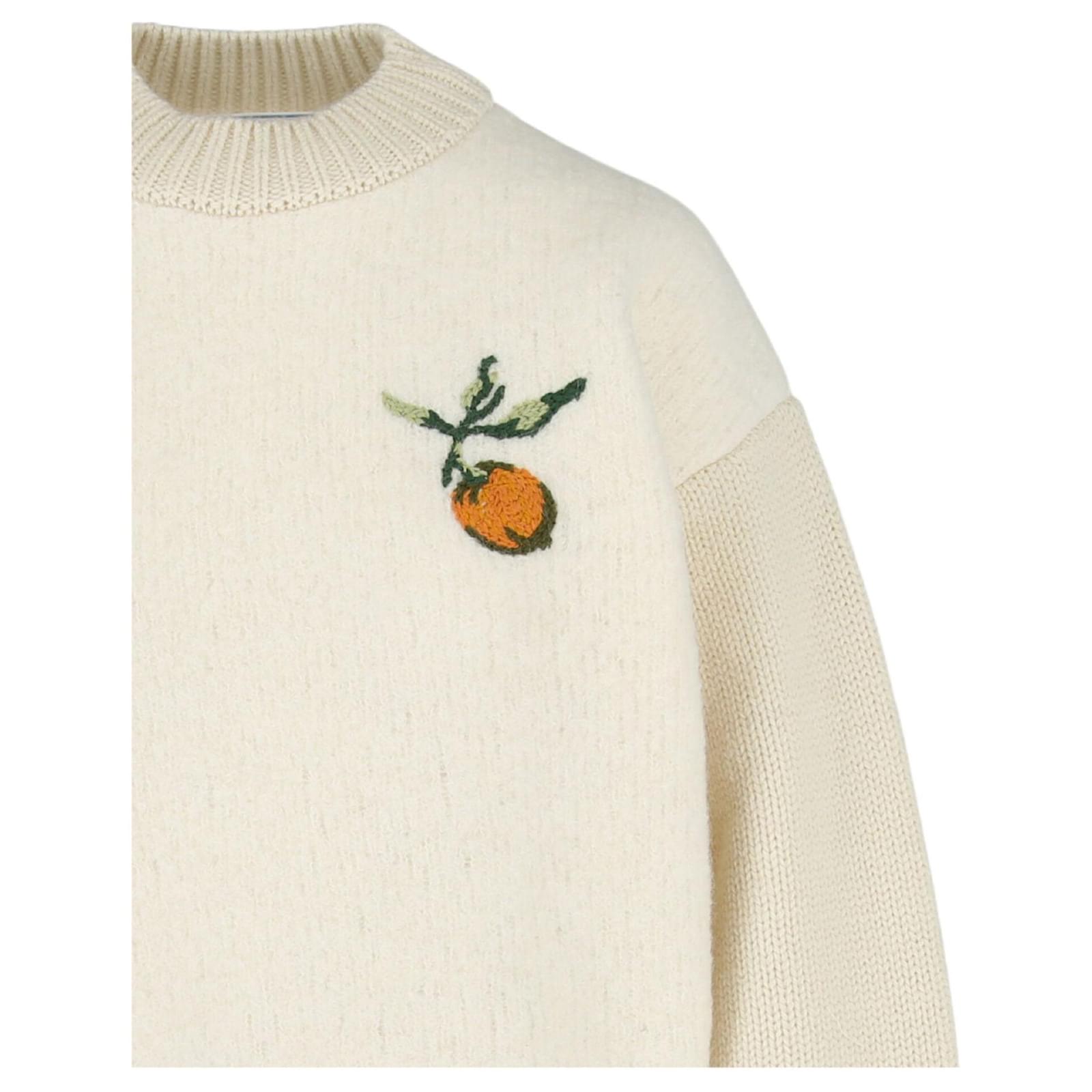 Off White Off-White Mens Pascal Embroidered Wool Sweater Multiple ...