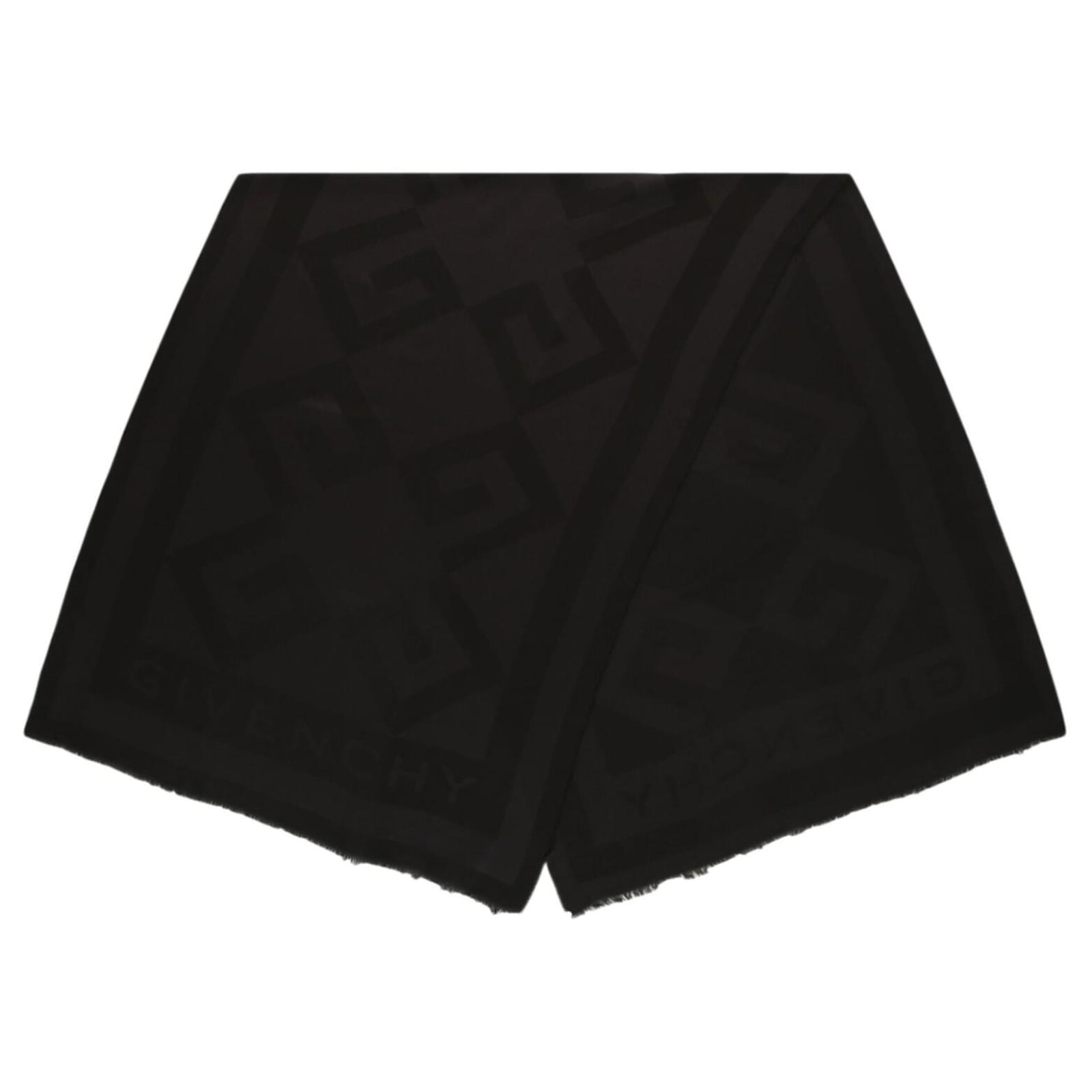 Givenchy Monogram Logo Silk Scarf Black ref.627056 - Joli Closet