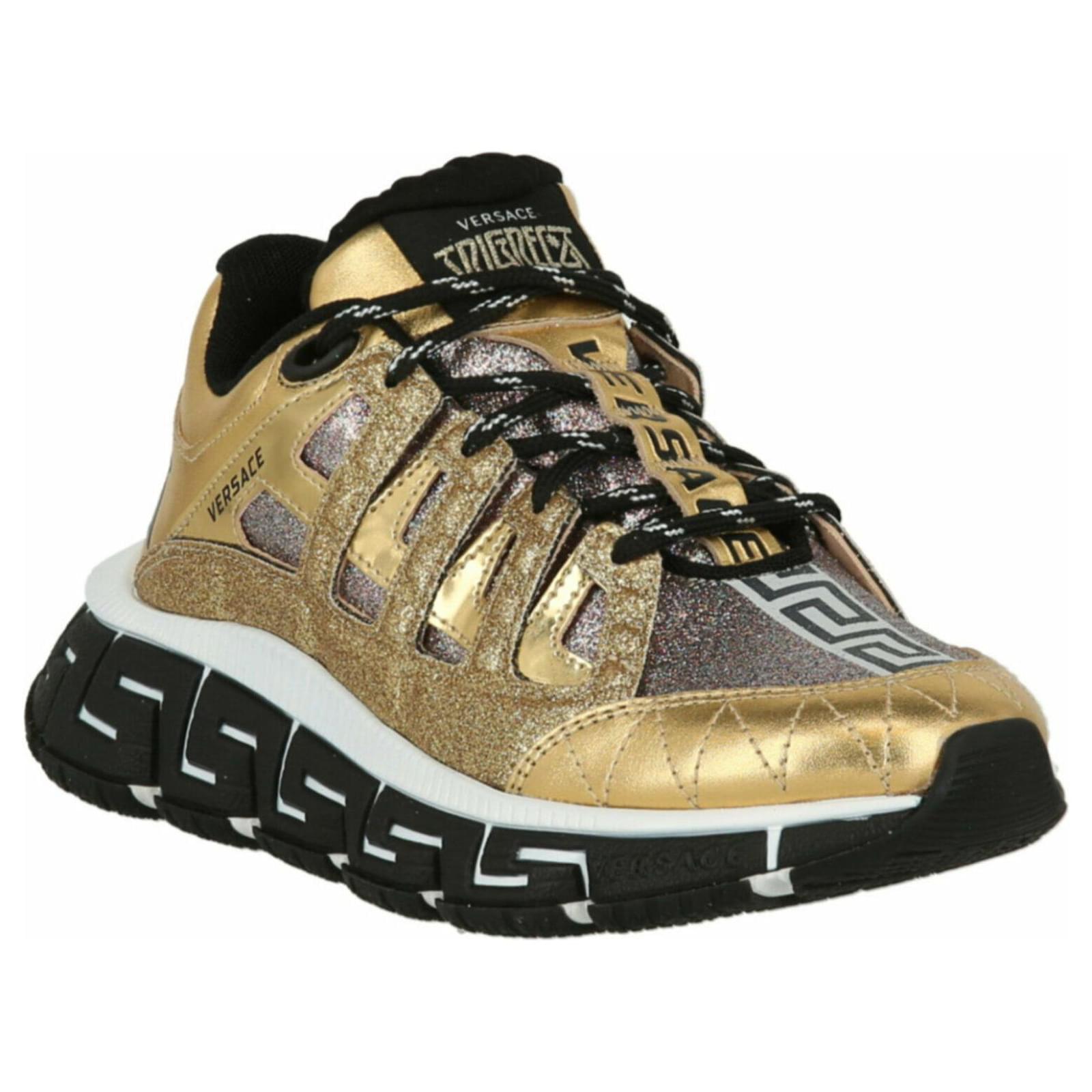 Versace Trigreca Glitter Sneakers Golden Metallic ref.627083 - Joli Closet
