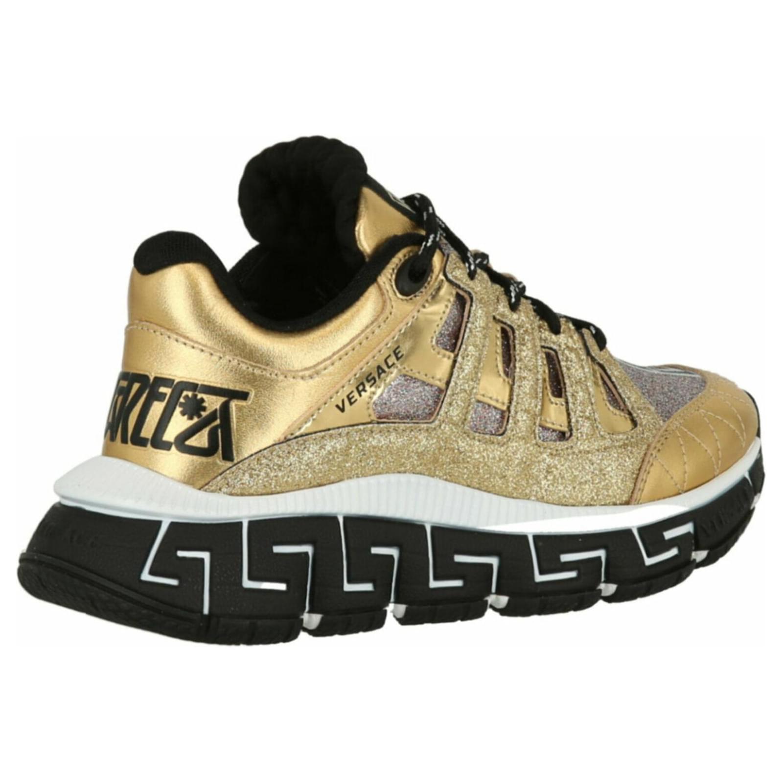 Versace Trigreca Glitter Sneakers Golden Metallic ref.627530 - Joli Closet
