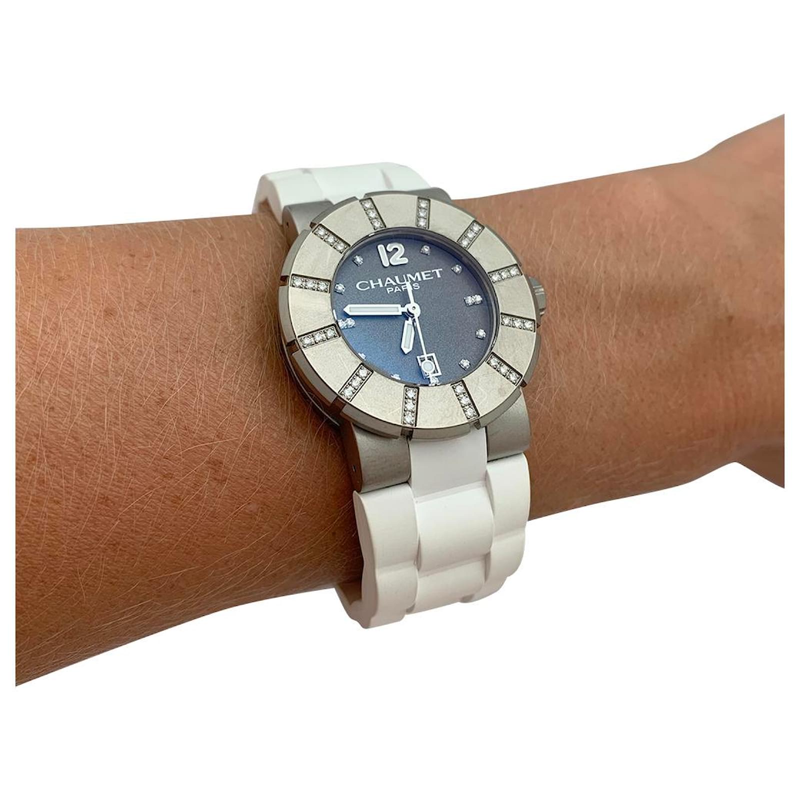 Chaumet watch, "Class One", Titanium, diamants, Rubber. Diamond ref ...