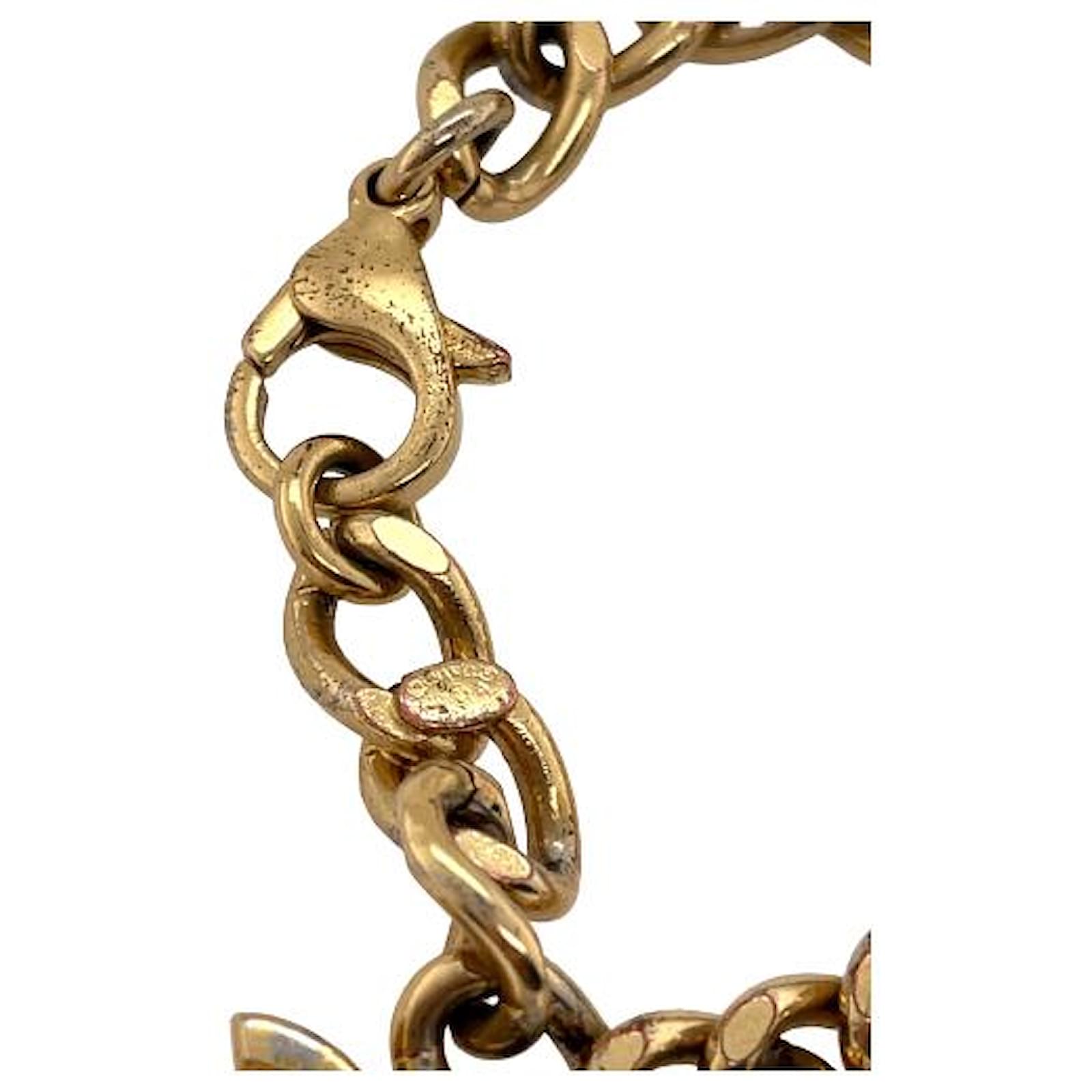 Chanel - 02A Logo Charm Bracelet Gold Plated Chain Letters Golden ref ...
