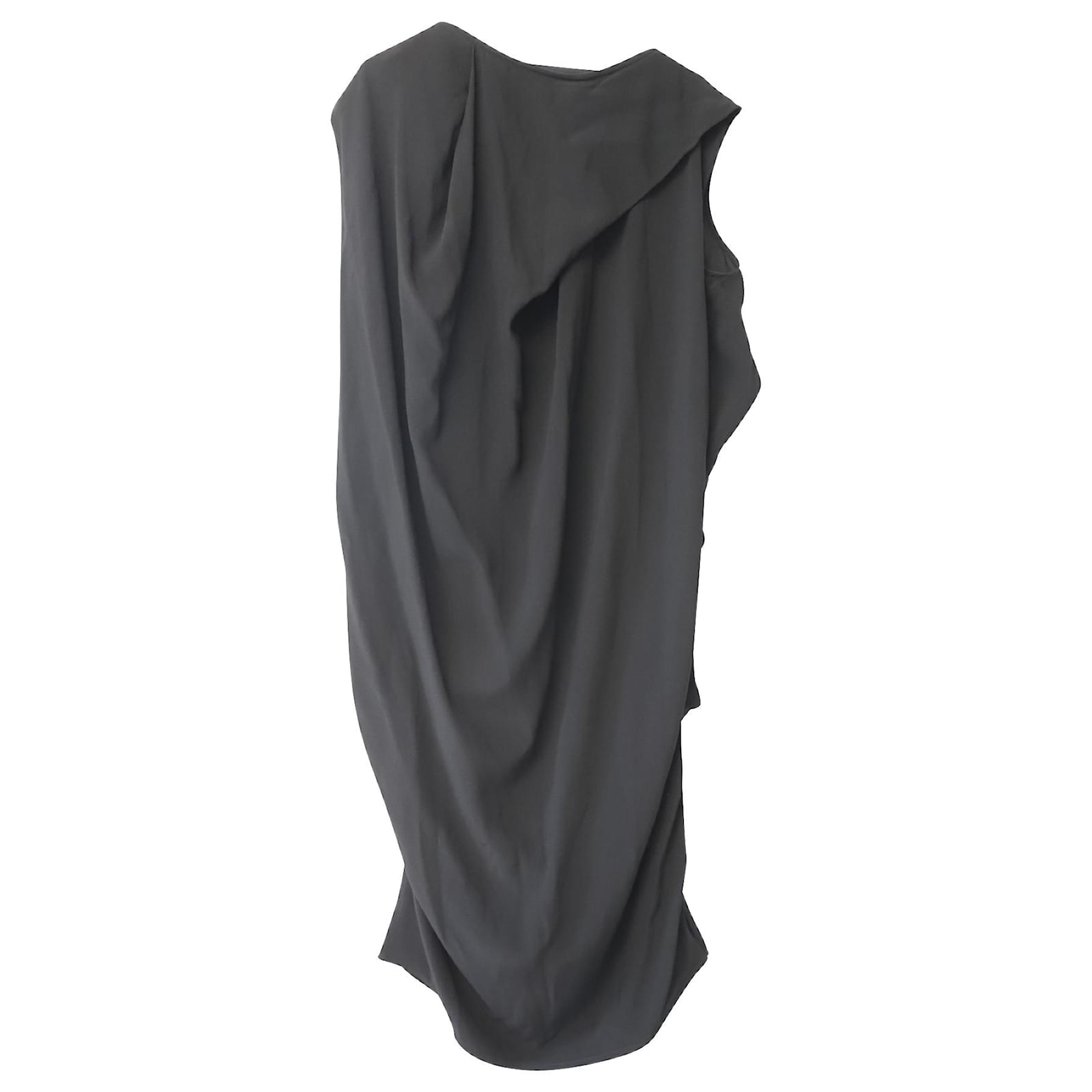 Rick Owens ROBE MAXI DRAPÉE EN ACÉTATE NOIR Acetate Fibre de cellulose ...