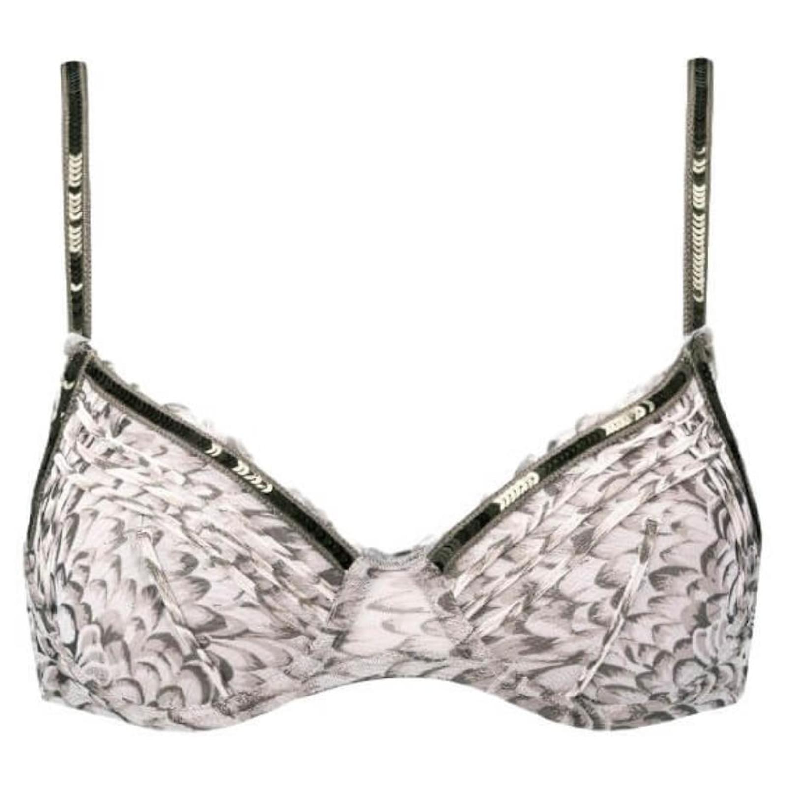 Chantal Thomass Feather Bra 85C Brown Cotton Elastane Polyamide ref ...