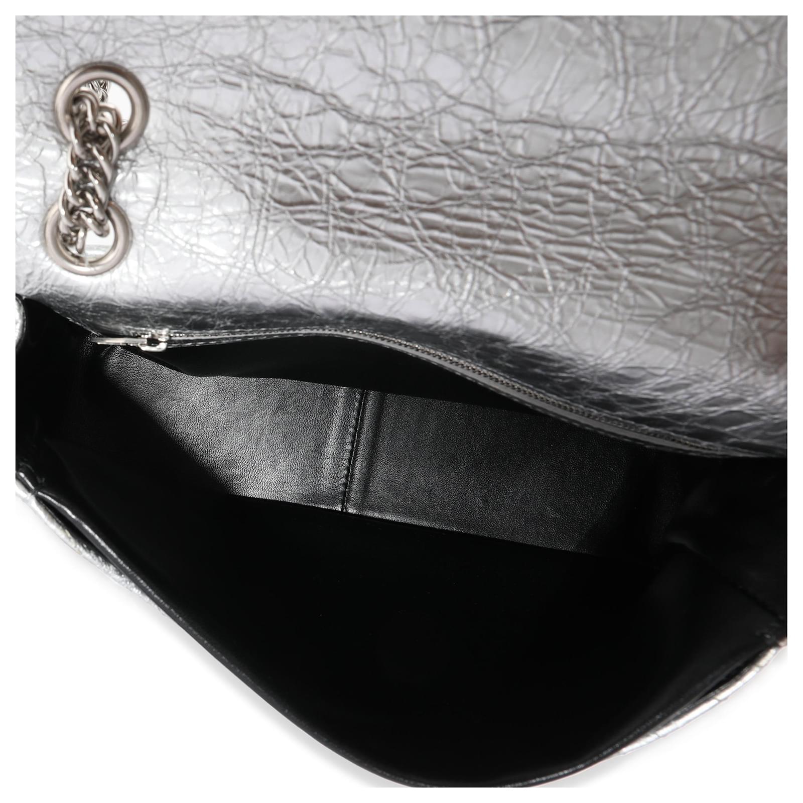 Balenciaga Silver Embossed Quilted Leather Bb Round Large Flap Bag Grey ...