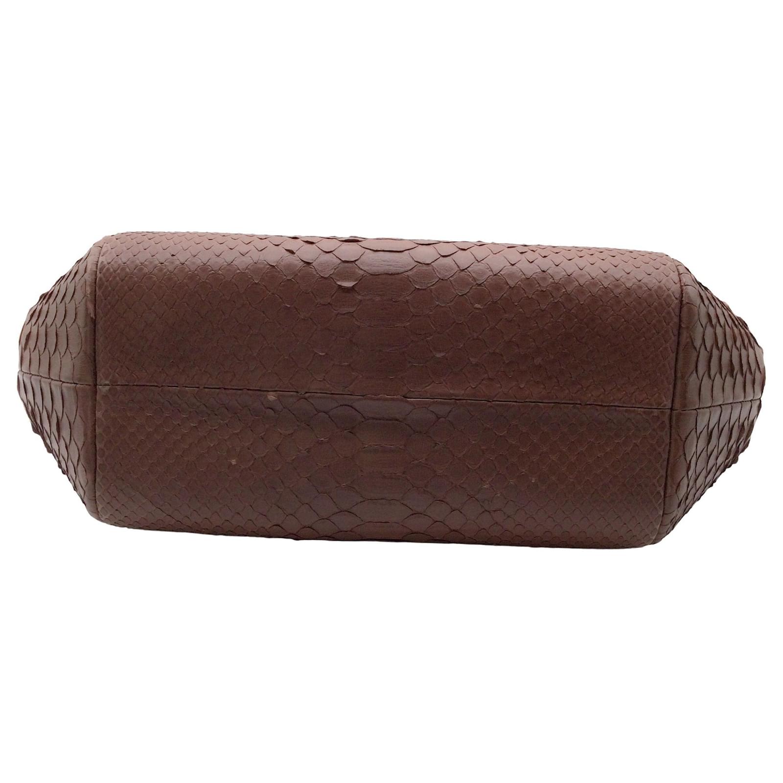 Chanel Python Skin Mauve Brown Leather Shoulder Bag ref.641268 - Joli ...