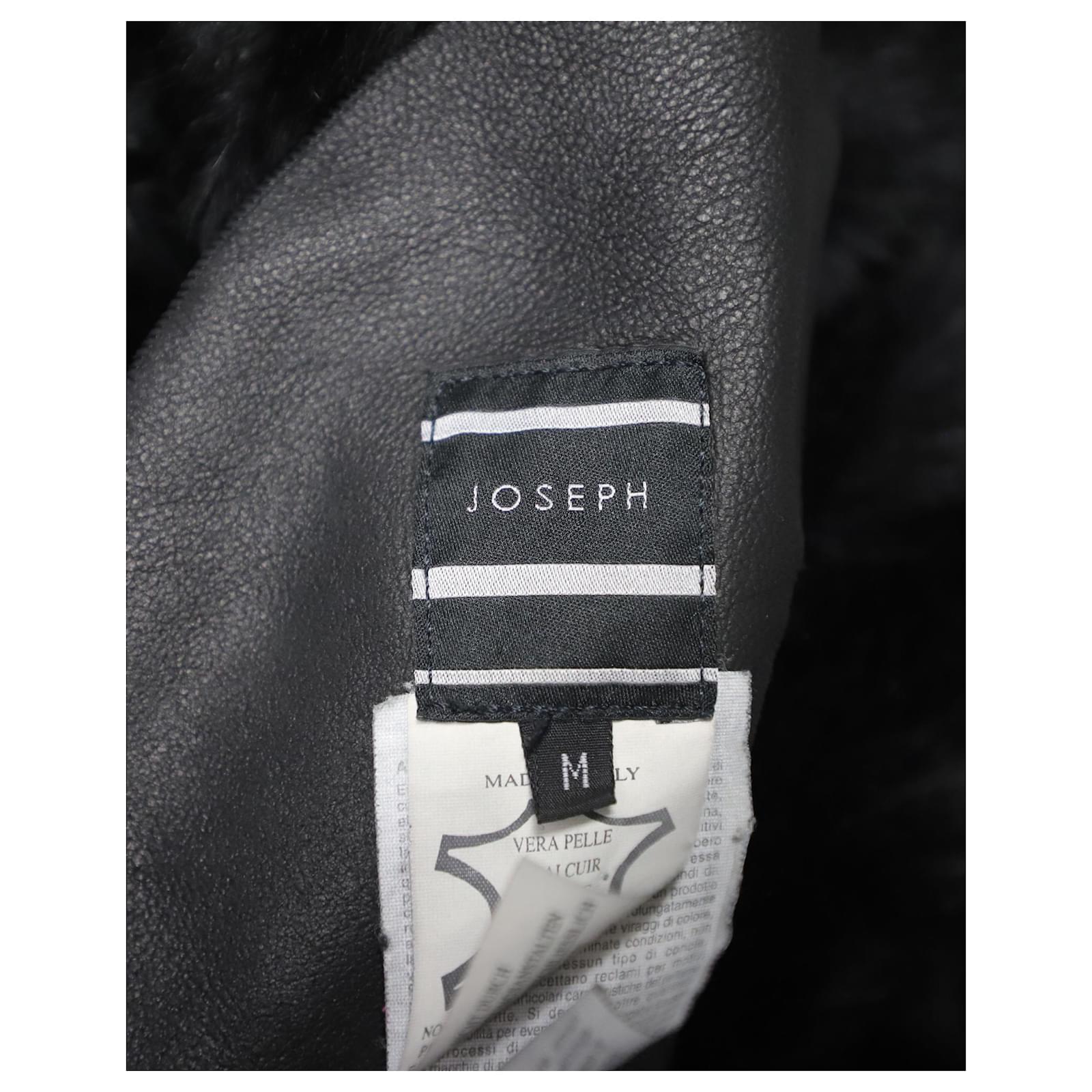 Joseph Anais Toscana Shearling Long Coat in Black Lambskin Leather ref ...