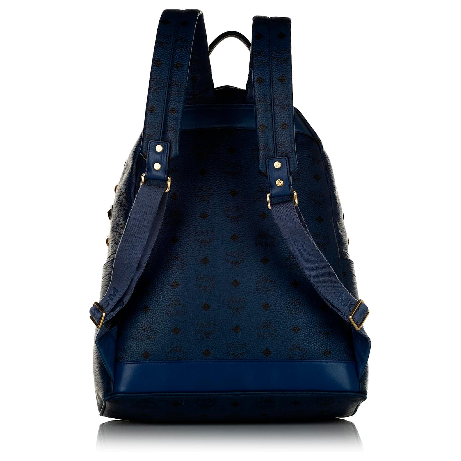 MCM Blue Visetos Stark Leather Backpack Pony-style calfskin ref.650567 ...