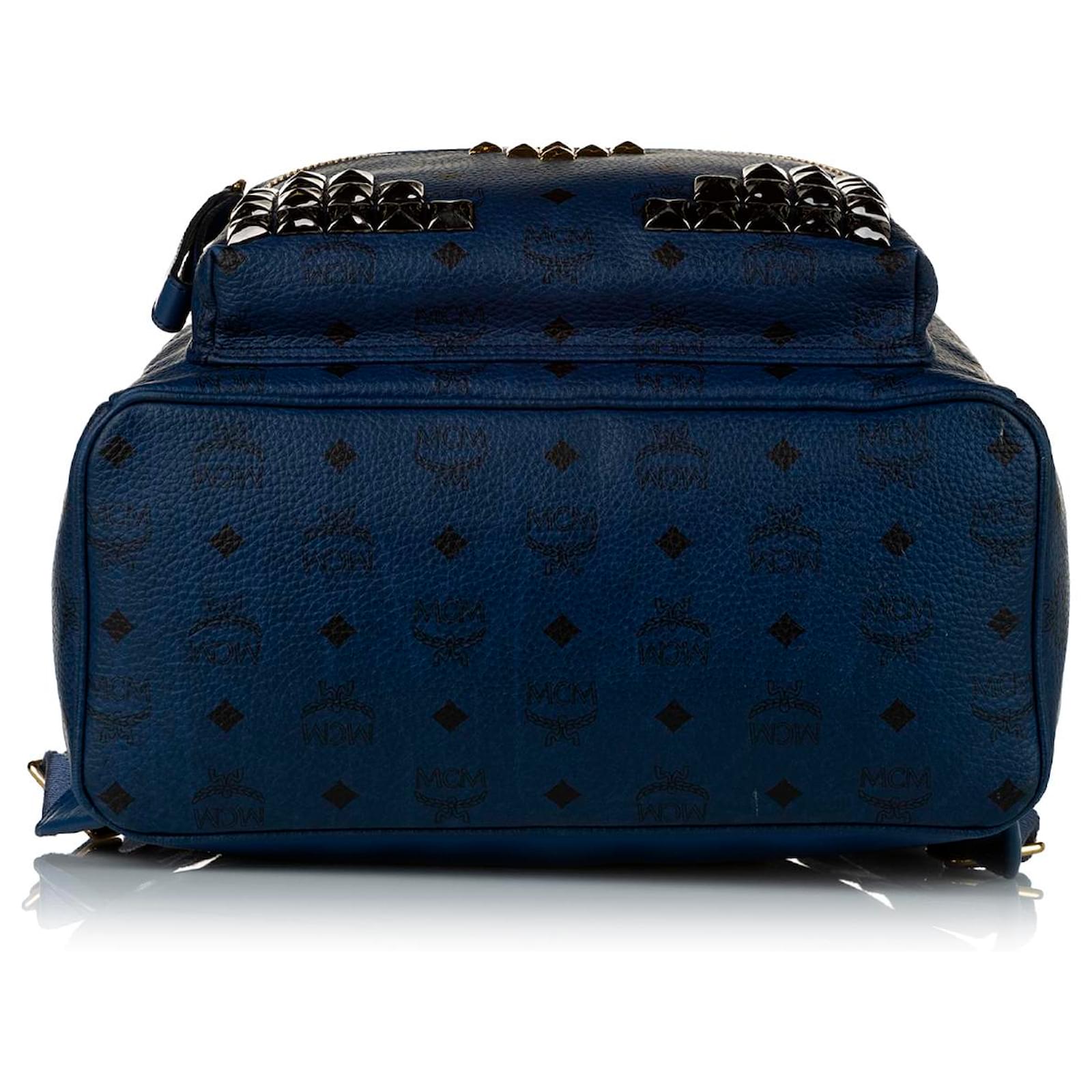 MCM Blue Visetos Stark Leather Backpack Pony-style calfskin ref.650567 ...