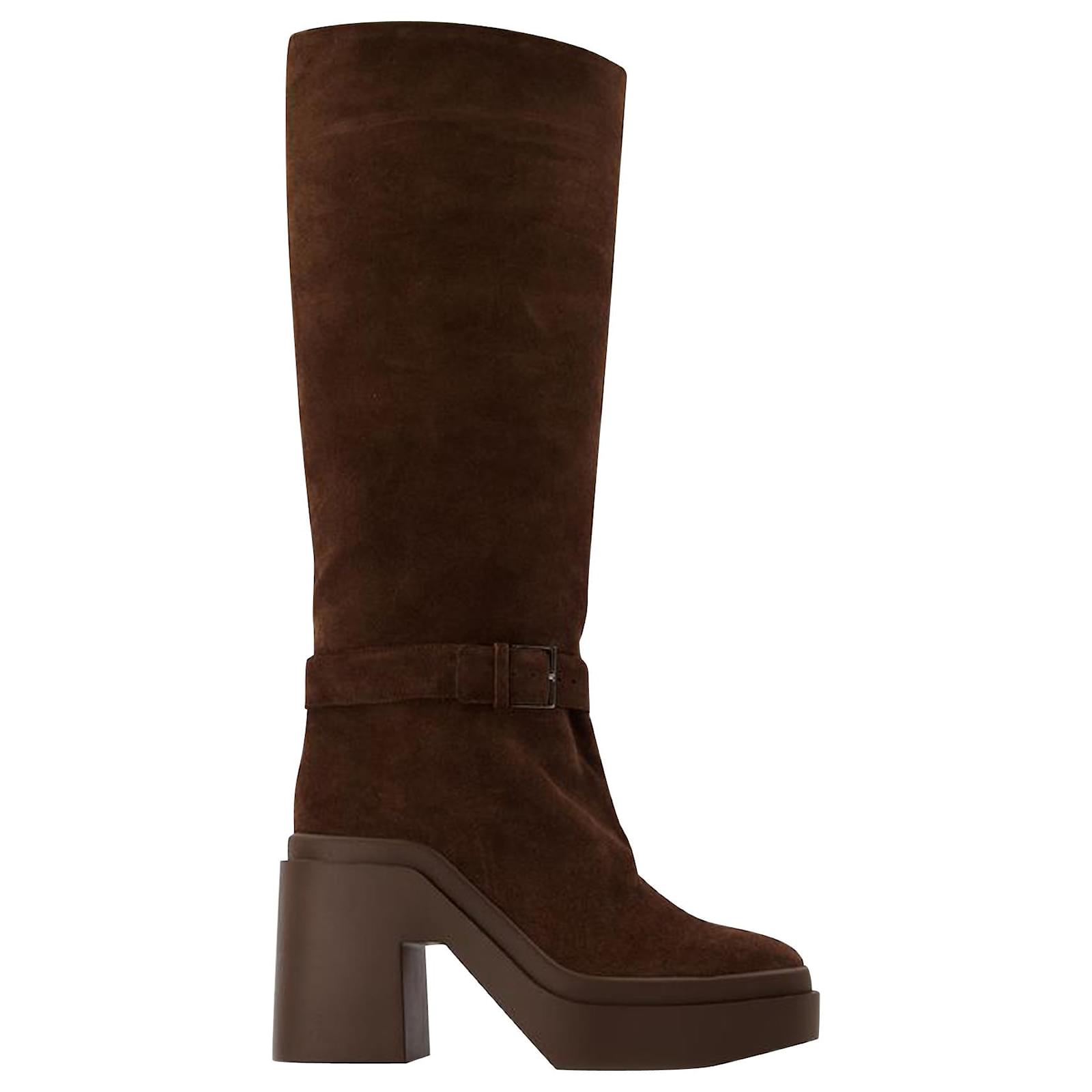 Robert Clergerie Boots Ninon en Cuir Marron ref.650753 - Joli Closet