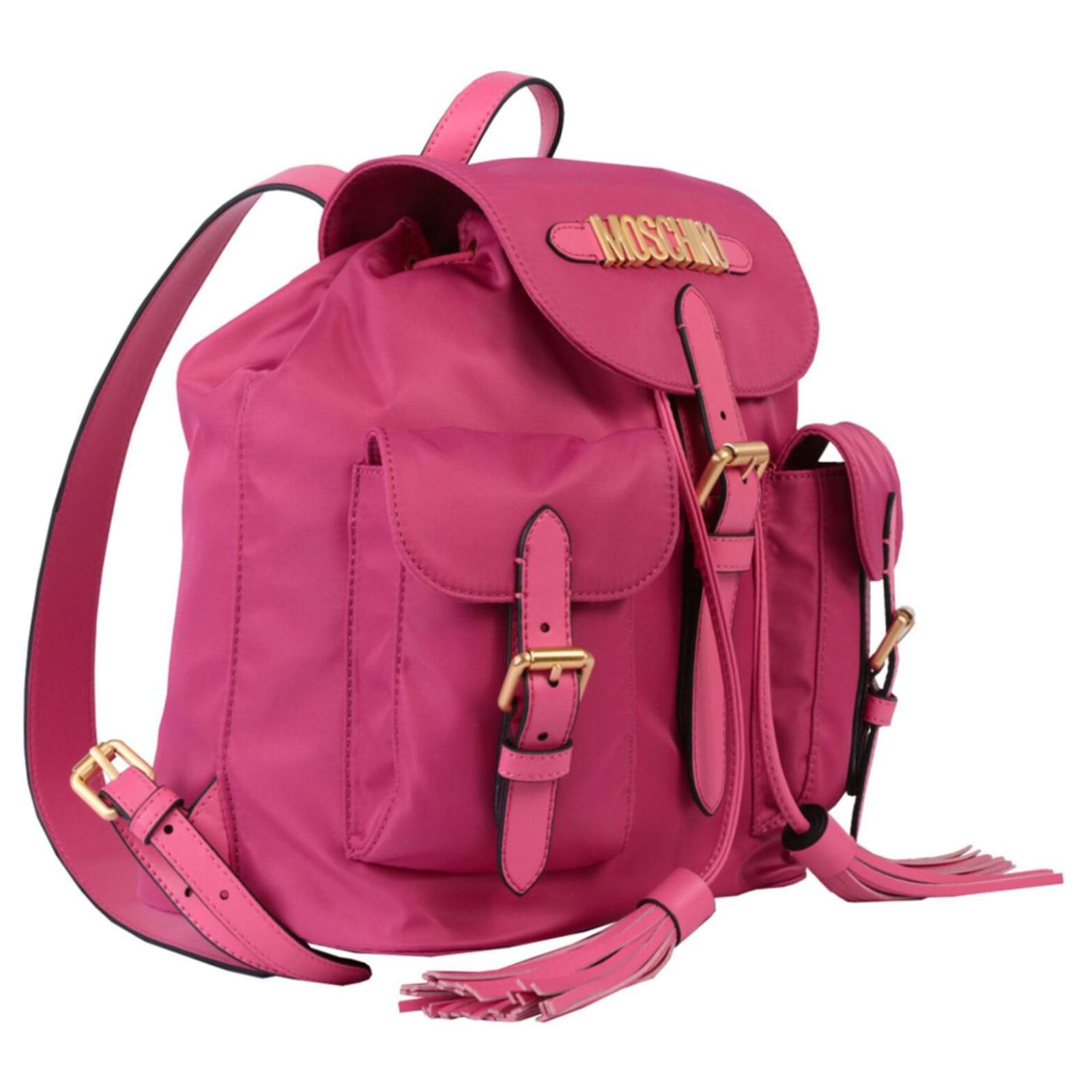 Moschino Nylon Logo Plaque Backpack Pink ref.651210 - Joli Closet