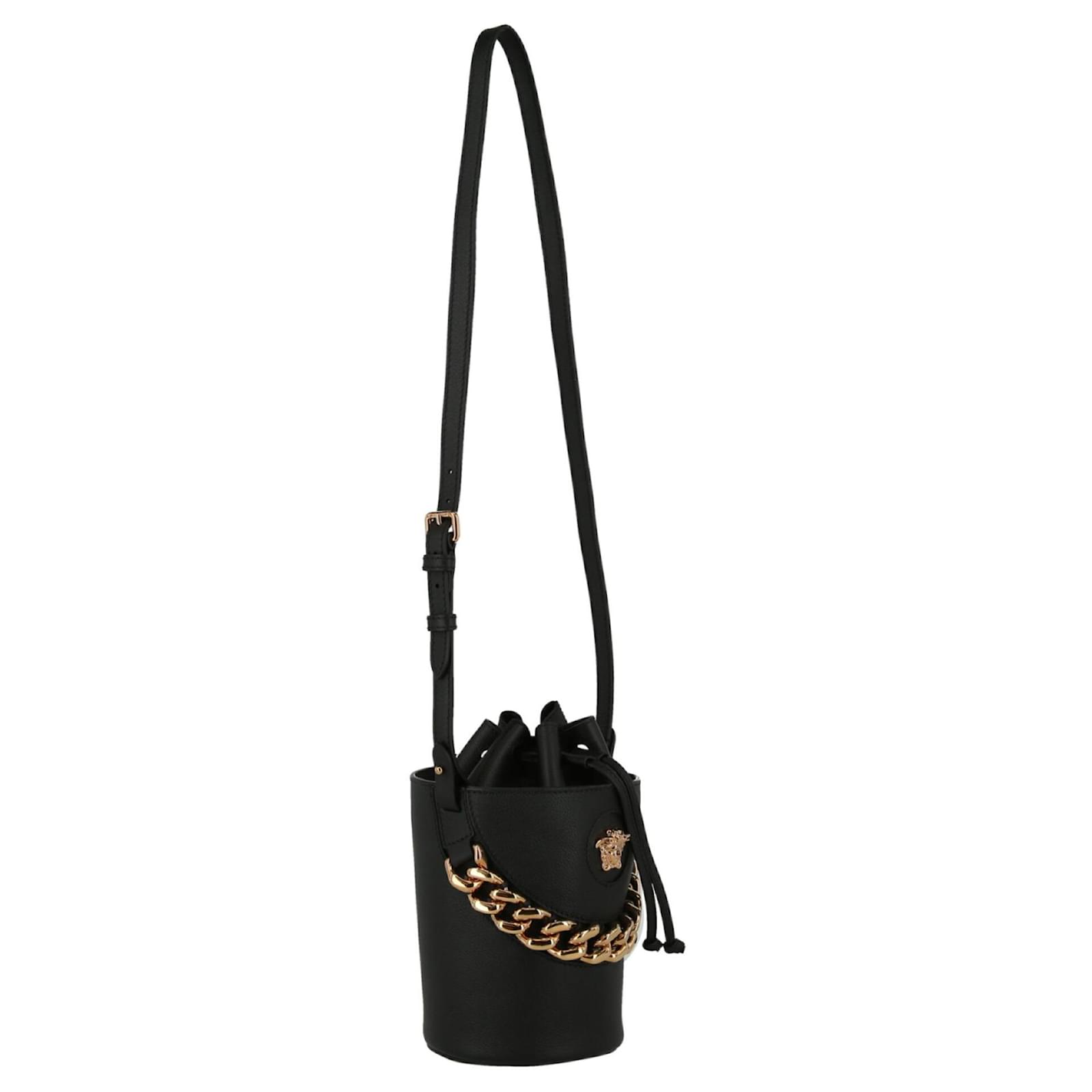Versace La Medusa Leather Bucket Bag Black Pony-style calfskin ref ...