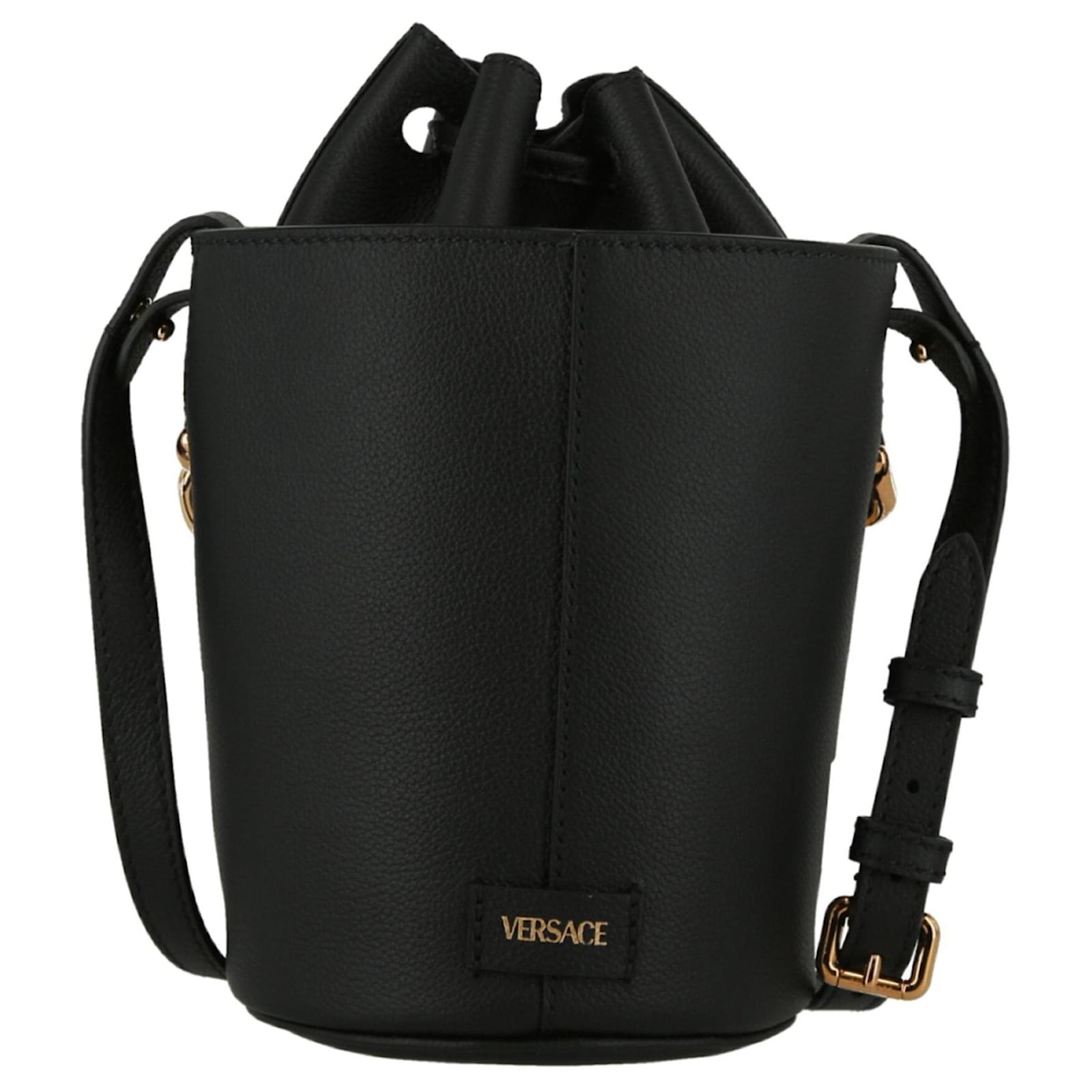 Versace La Medusa Leather Bucket Bag Black Pony-style calfskin ref ...