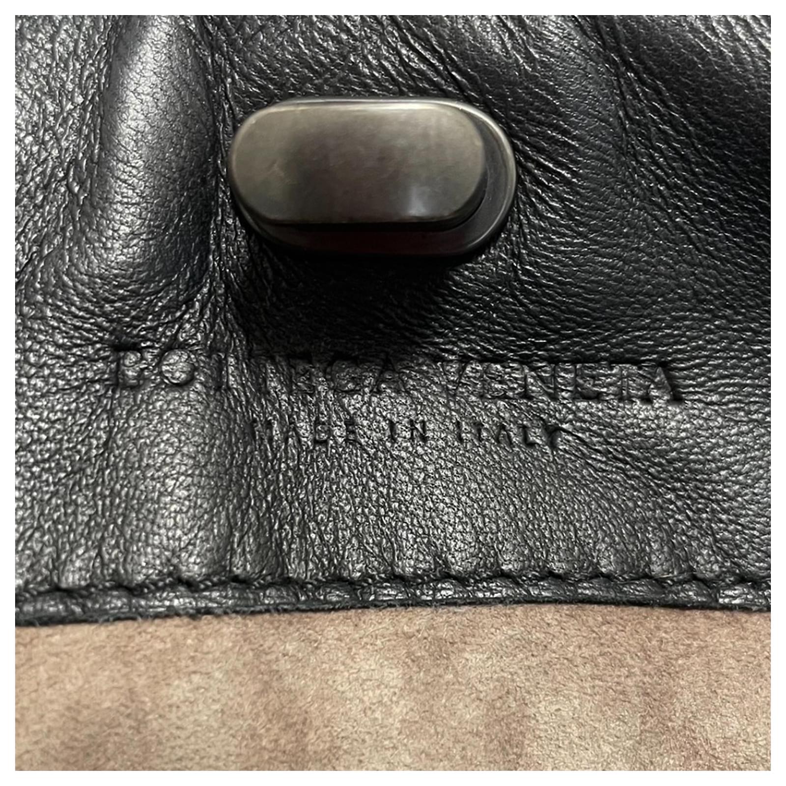 Bottega Veneta Black Intrecciato Leather Shoulder Bag Dark brown Pony ...