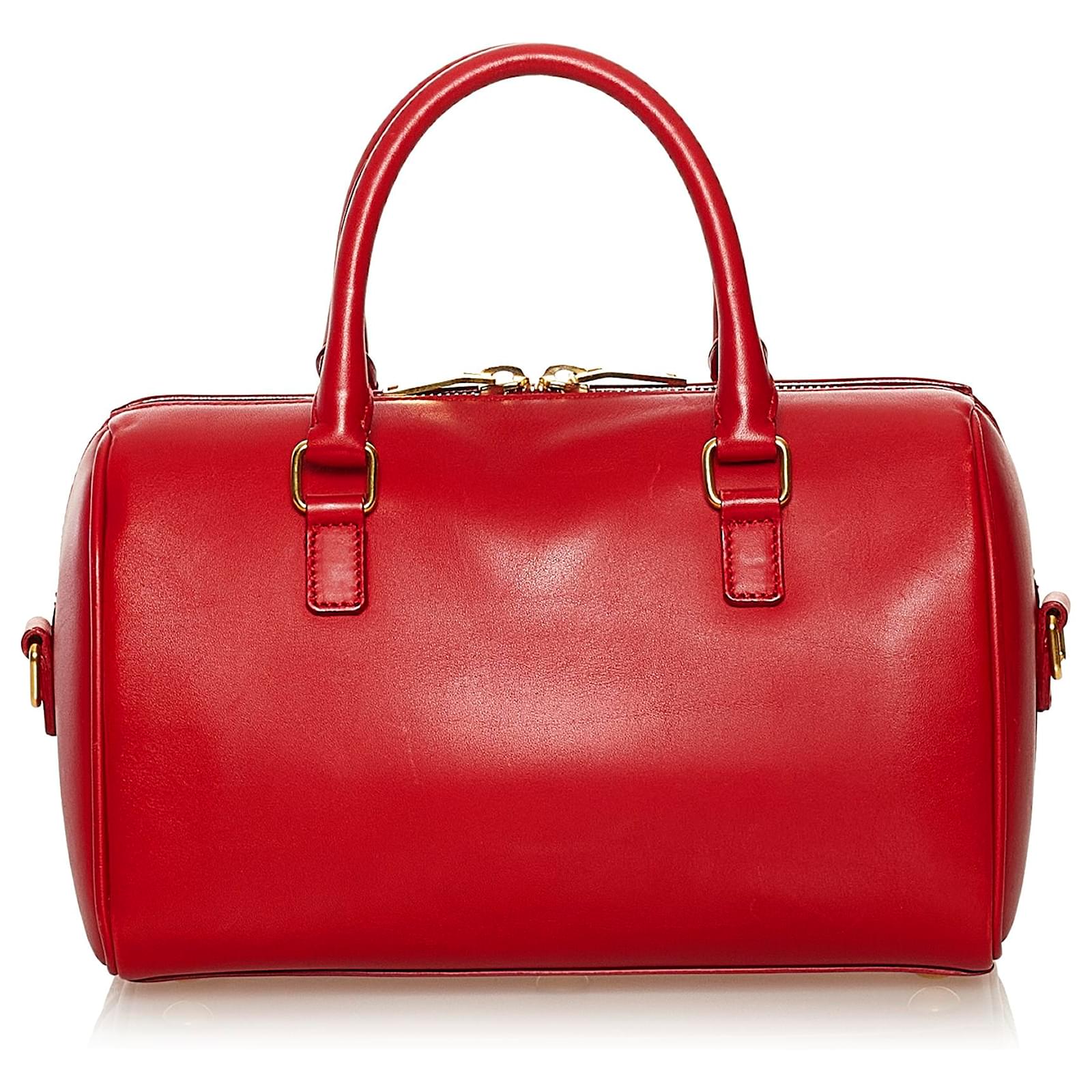 Saint Laurent Red Classic Baby Duffle Leather Satchel Pony-style ...