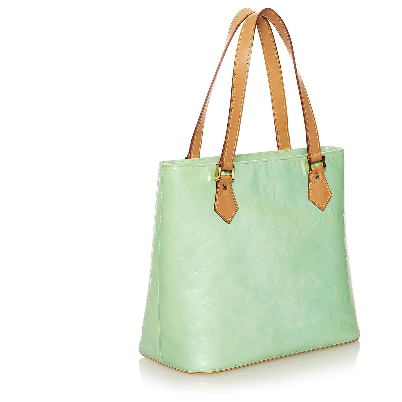 Louis Vuitton Green Monogram Vernis Houston Light green Leather Patent ...