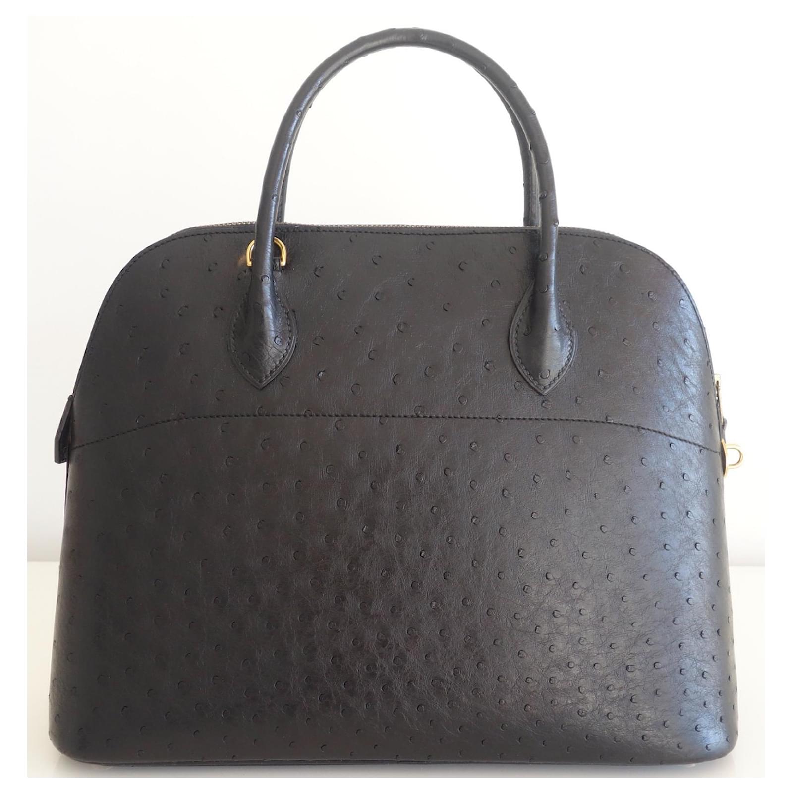 Hermès Bolide bag 35 Ostrich Black Ostrich leather ref.653607 - Joli Closet