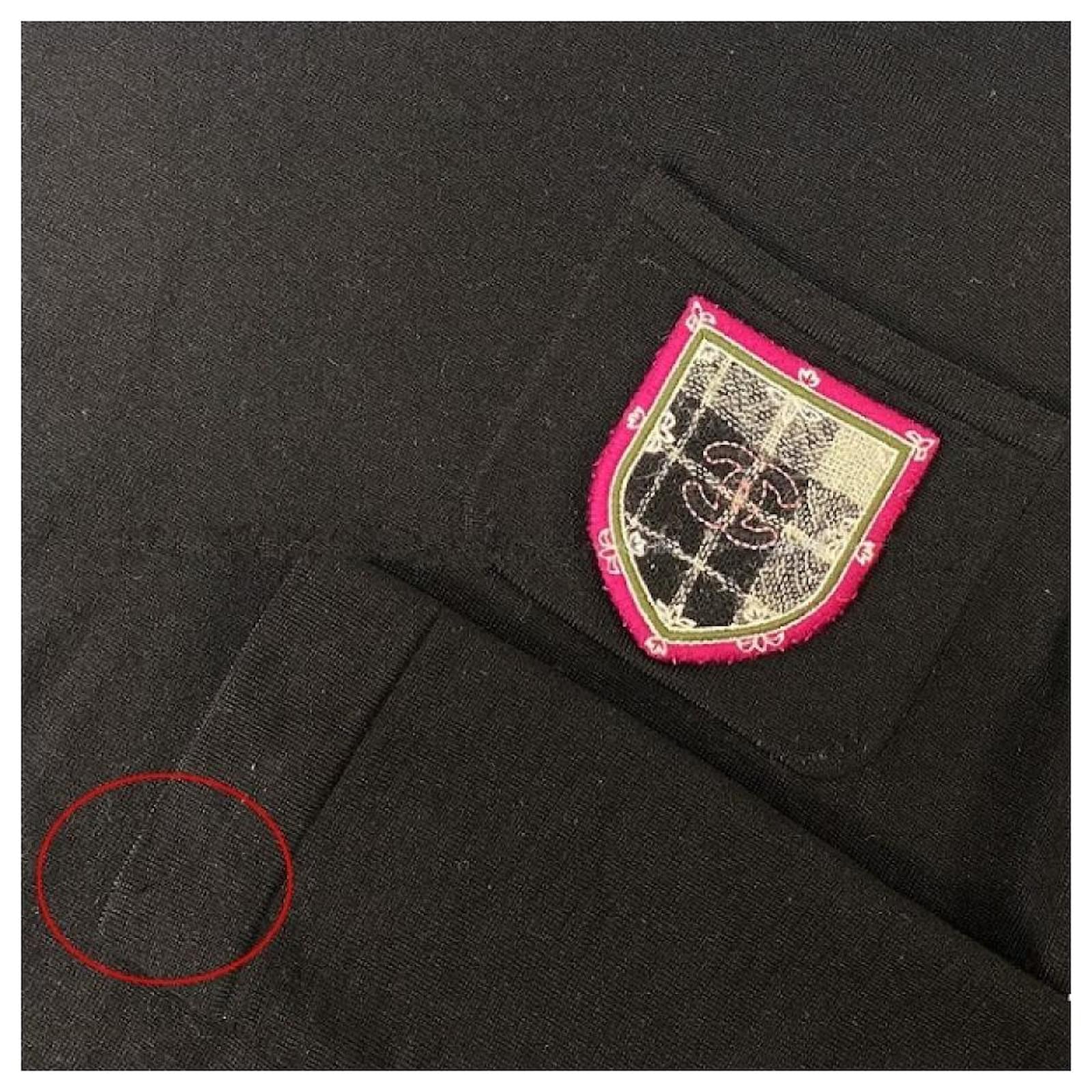 *CHANEL Coco marque emblème tricot noir/violet Laine ref.654201 - Joli ...