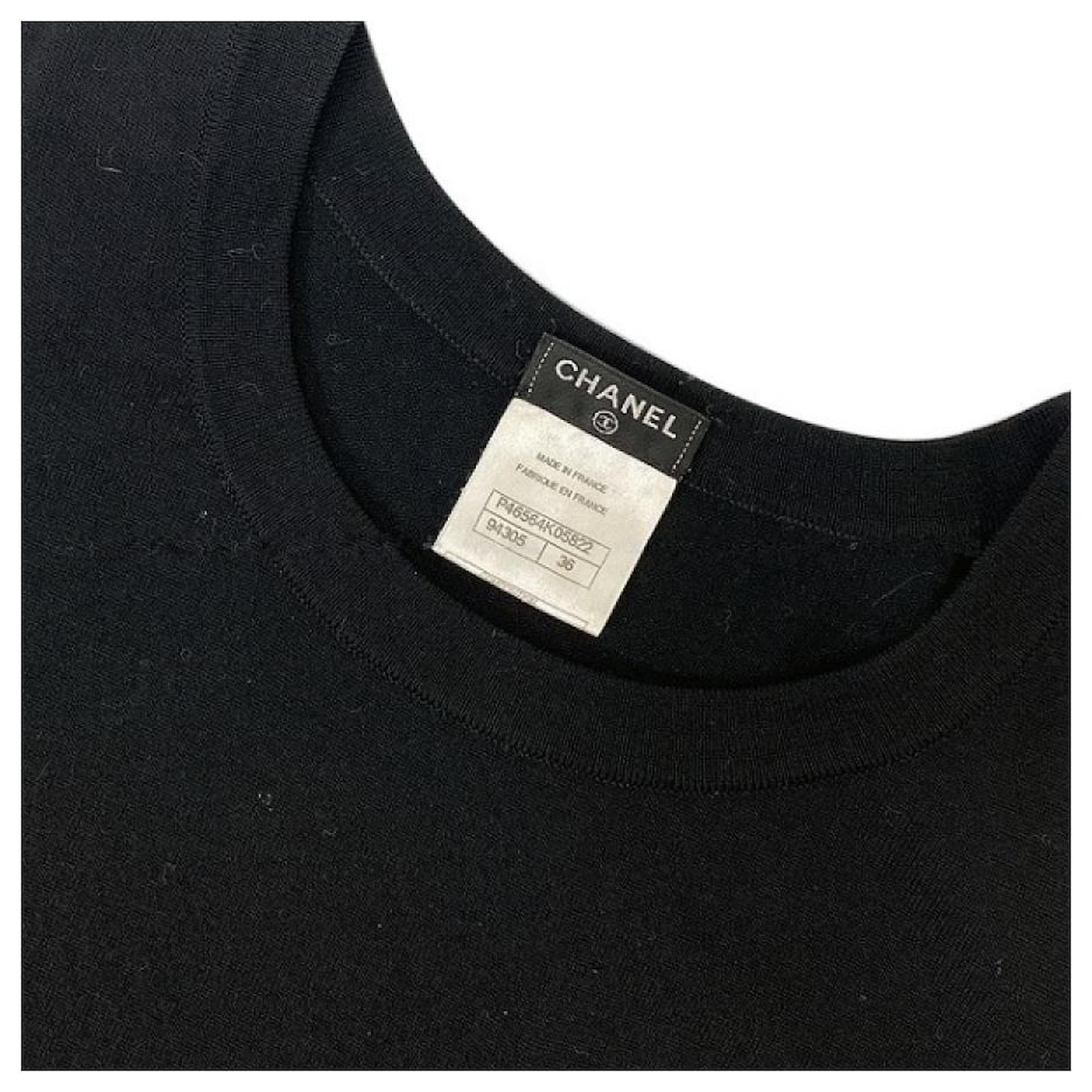 *CHANEL Coco marque emblème tricot noir/violet Laine ref.654201 - Joli ...