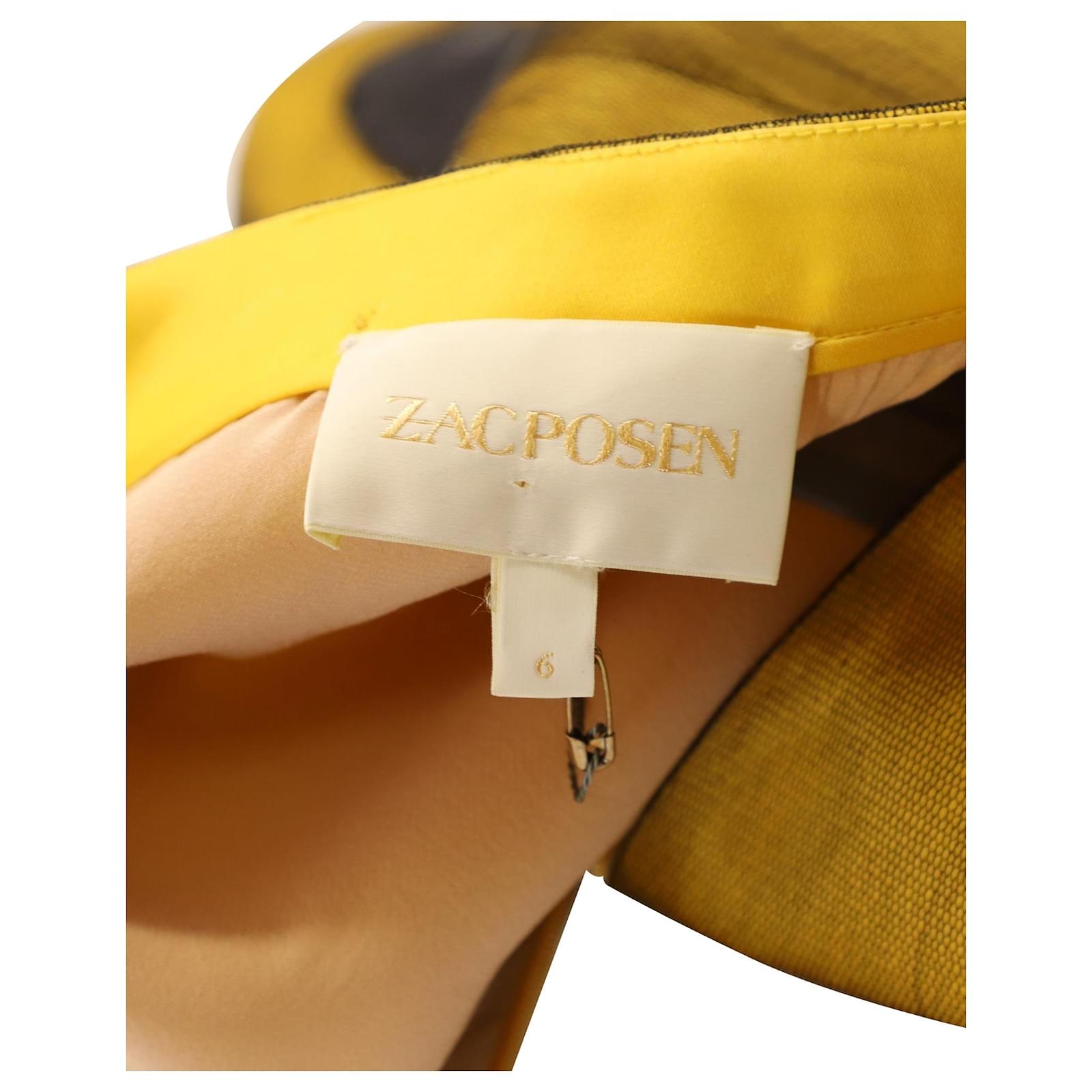 Gonna Zac Posen con Applicazione Gem in Seta Gialla Giallo ref.654405 ...
