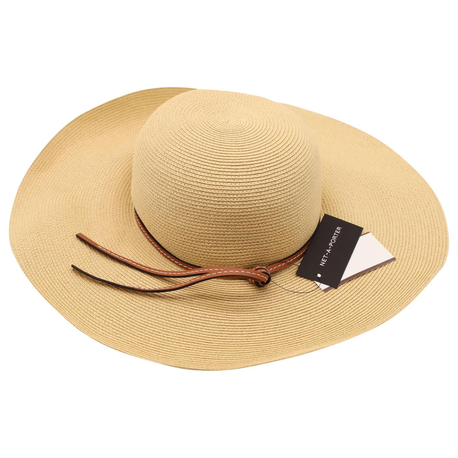 Loewe + Paula’s Ibiza Leather-Trimmed Logo Hat in Beige Straw ref ...