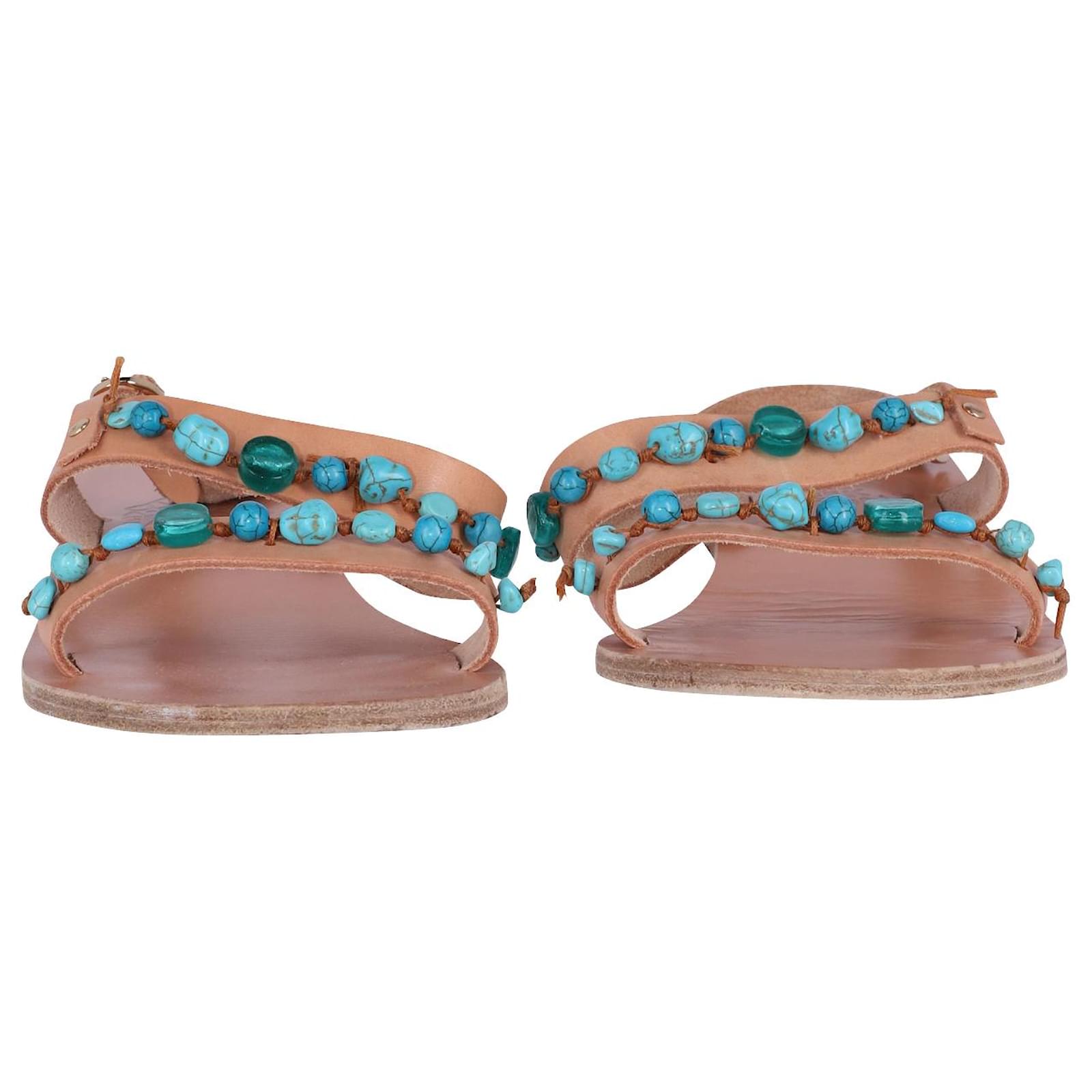 Ancient Greek Sandals Clio Stones Sandals in Tan Leather Brown Beige ...