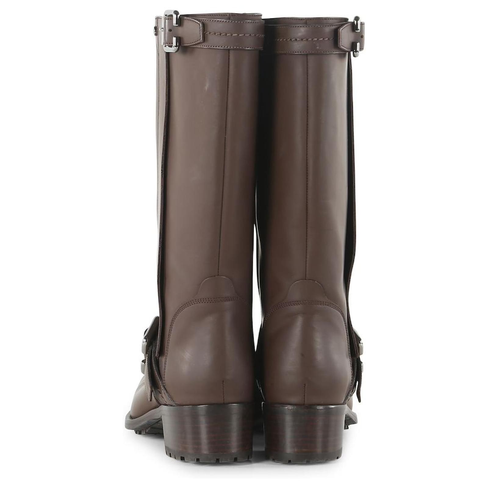 Christian Dior Brown Leather Biker Boots ref.656151 - Joli Closet