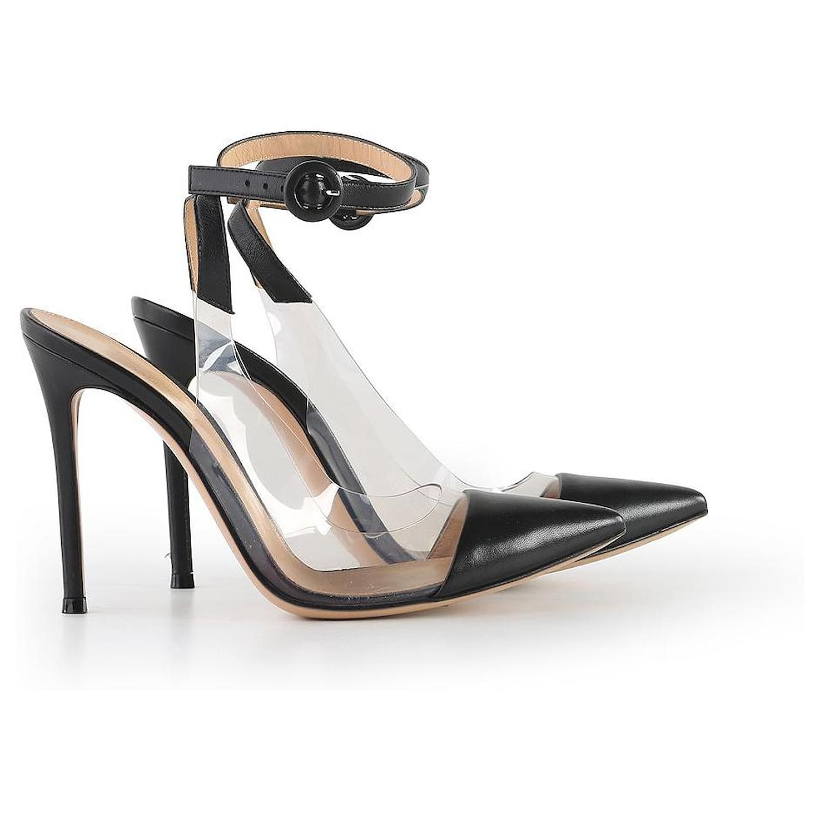 Gianvito Rossi Black Leather & PVC Anise Pumps ref.656165 - Joli Closet