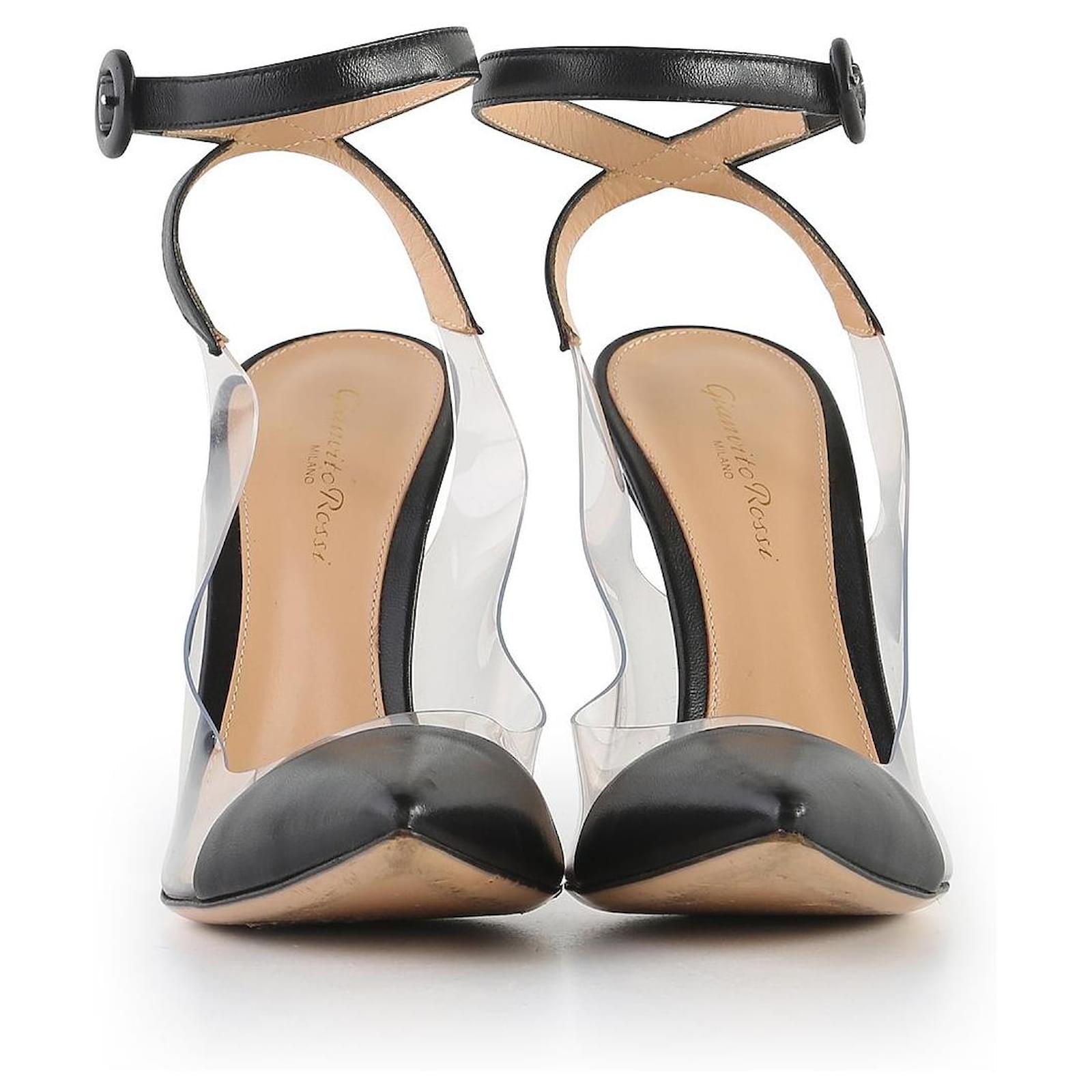 Gianvito Rossi Black Leather & PVC Anise Pumps ref.656165 - Joli Closet