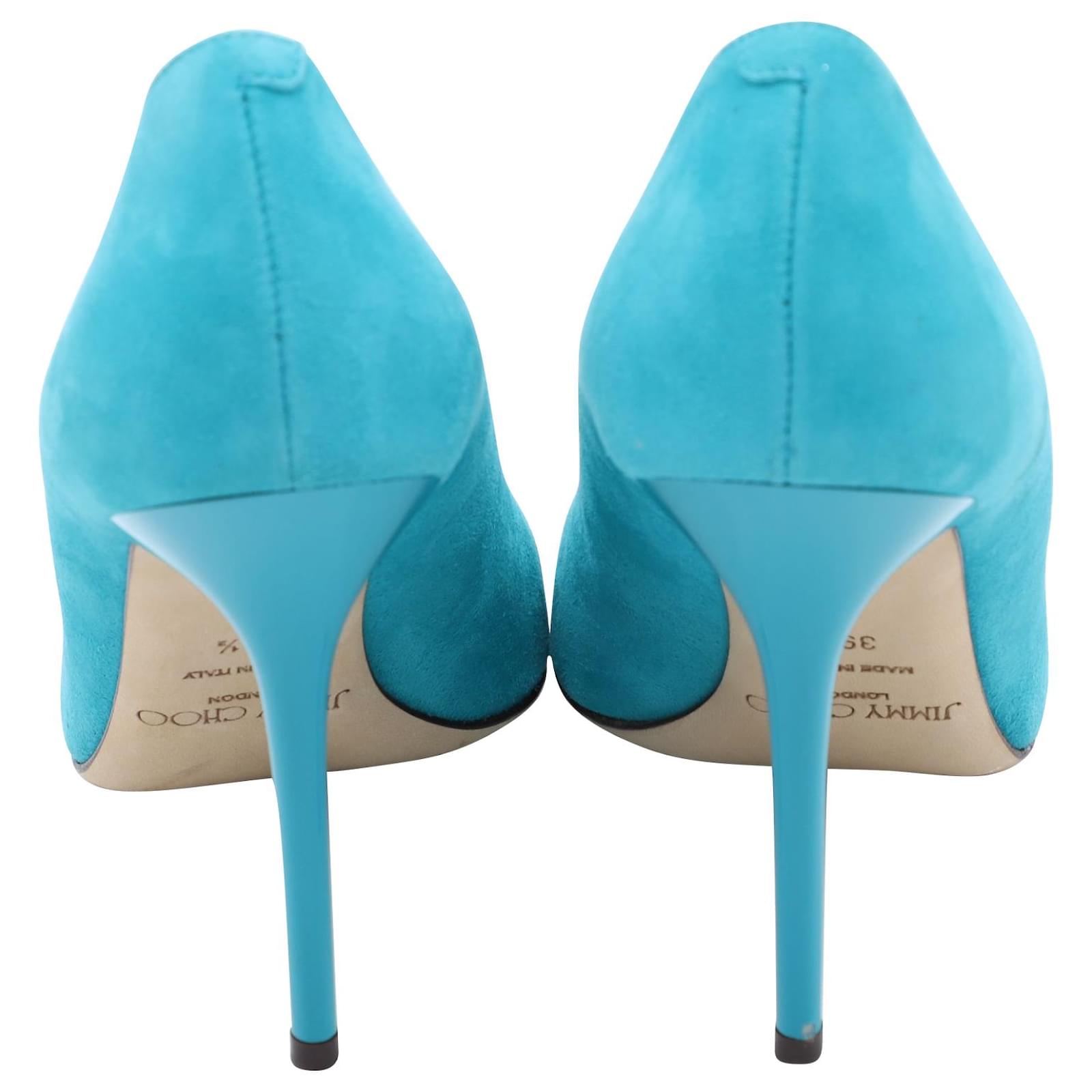 Jimmy Choo Romy High Heel Stiletto Pumps in Turquoise Suede ref.656256 ...