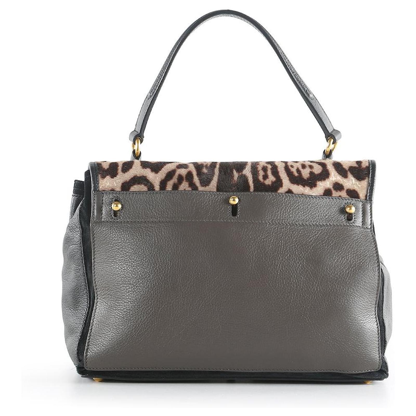 Yves Saint Laurent Medium Muse Two Tasche aus schwarzem/grauem Leder ...