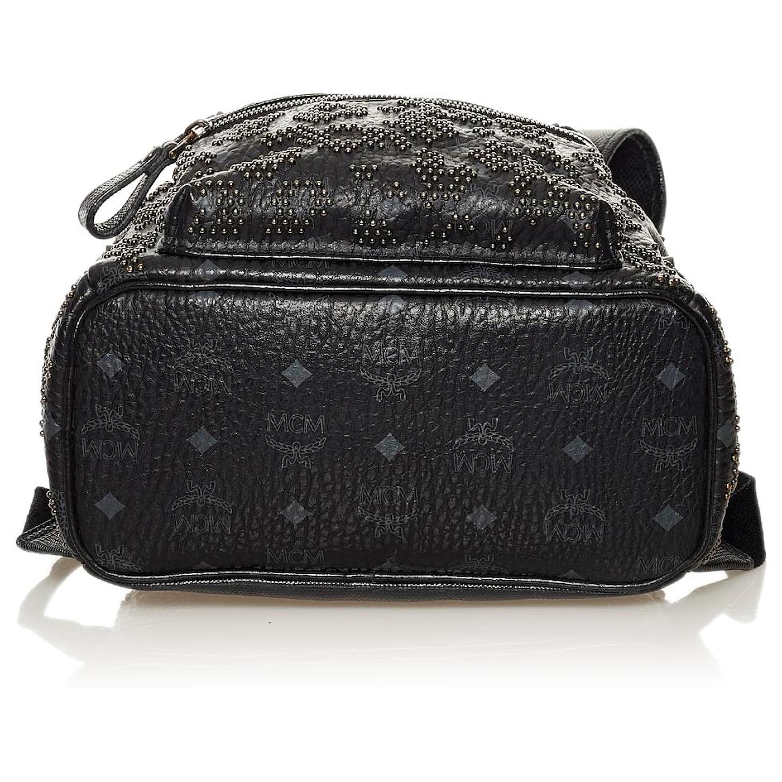 MCM Black Studded Leather Backpack Pony-style calfskin ref.656427 ...