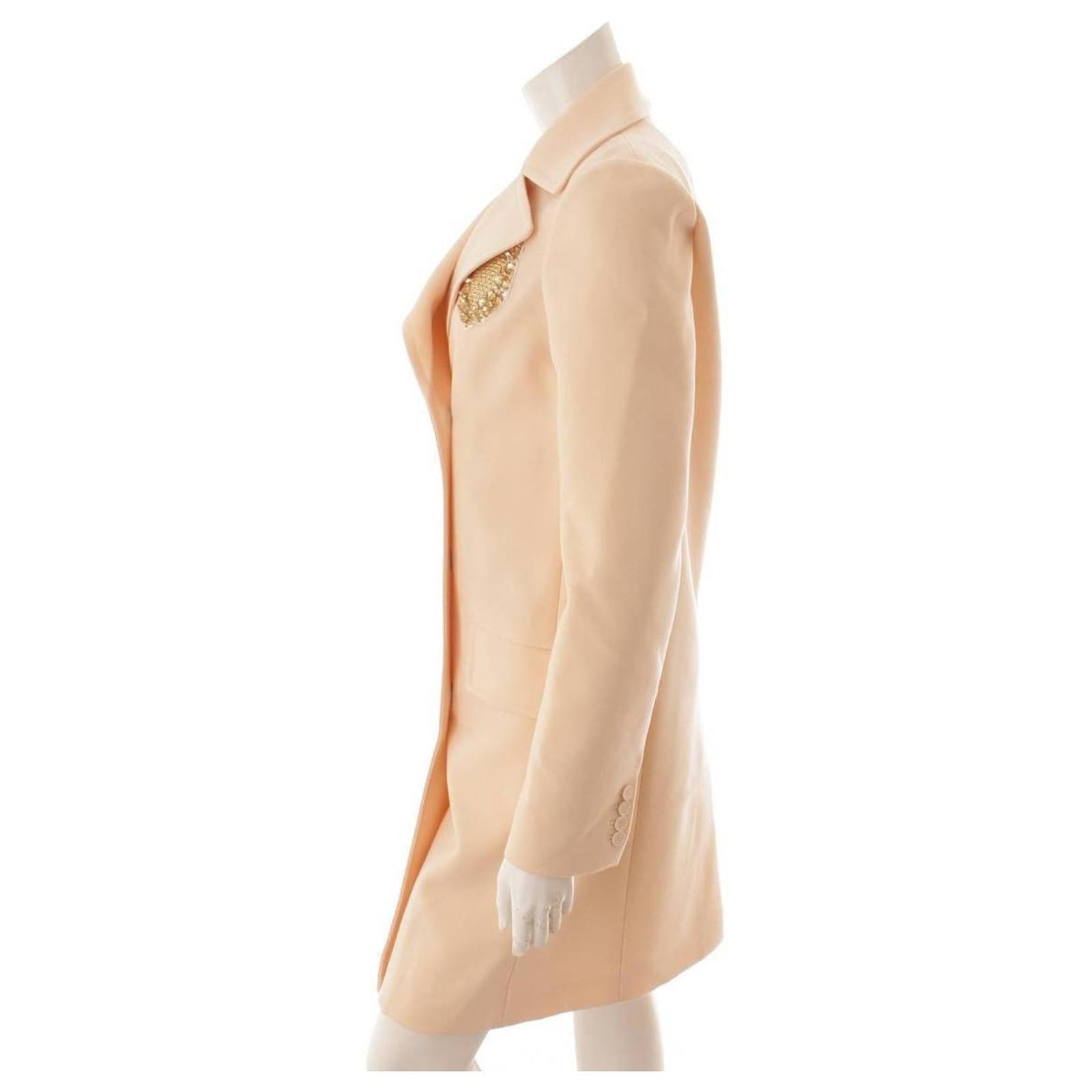 *Christian Dior 17Manteau doublé AW Flower Bijou Emblem Rose Beige 36 ...