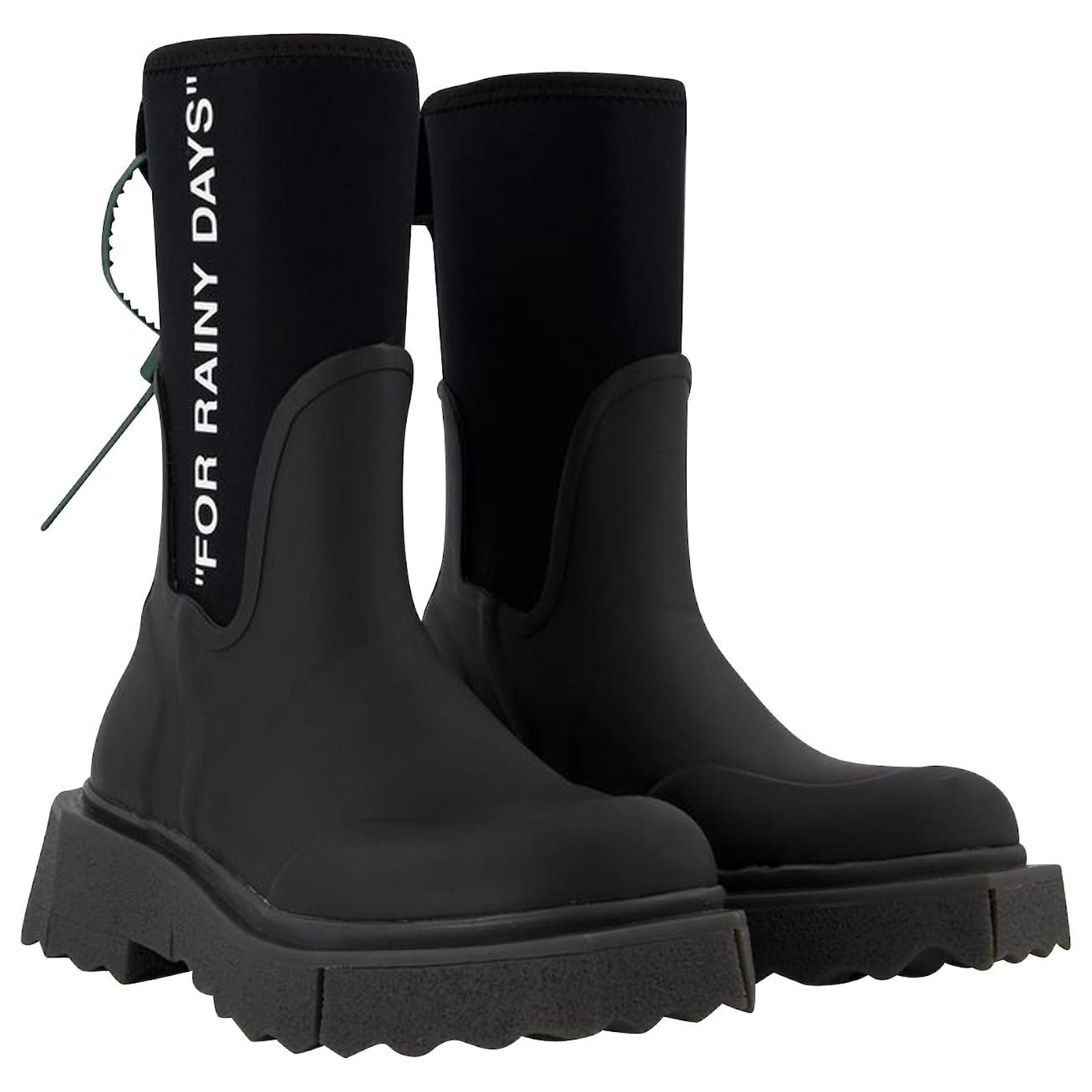 Off White Rubber Sponge Sole Rainboots in Black/White ref.658849 - Joli ...
